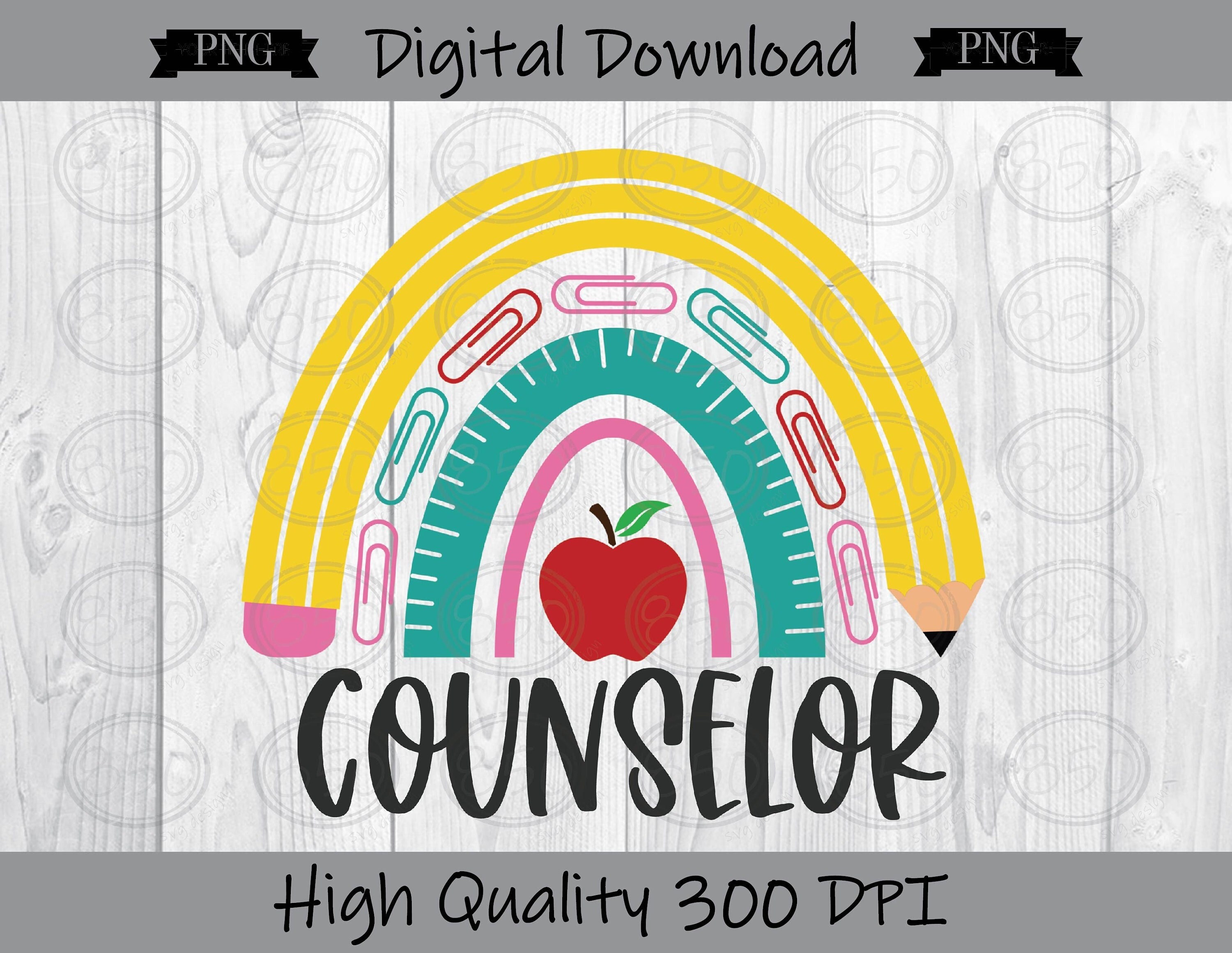 School Counselor Rainbow PNG Sublimation Transfer Back to - Etsy