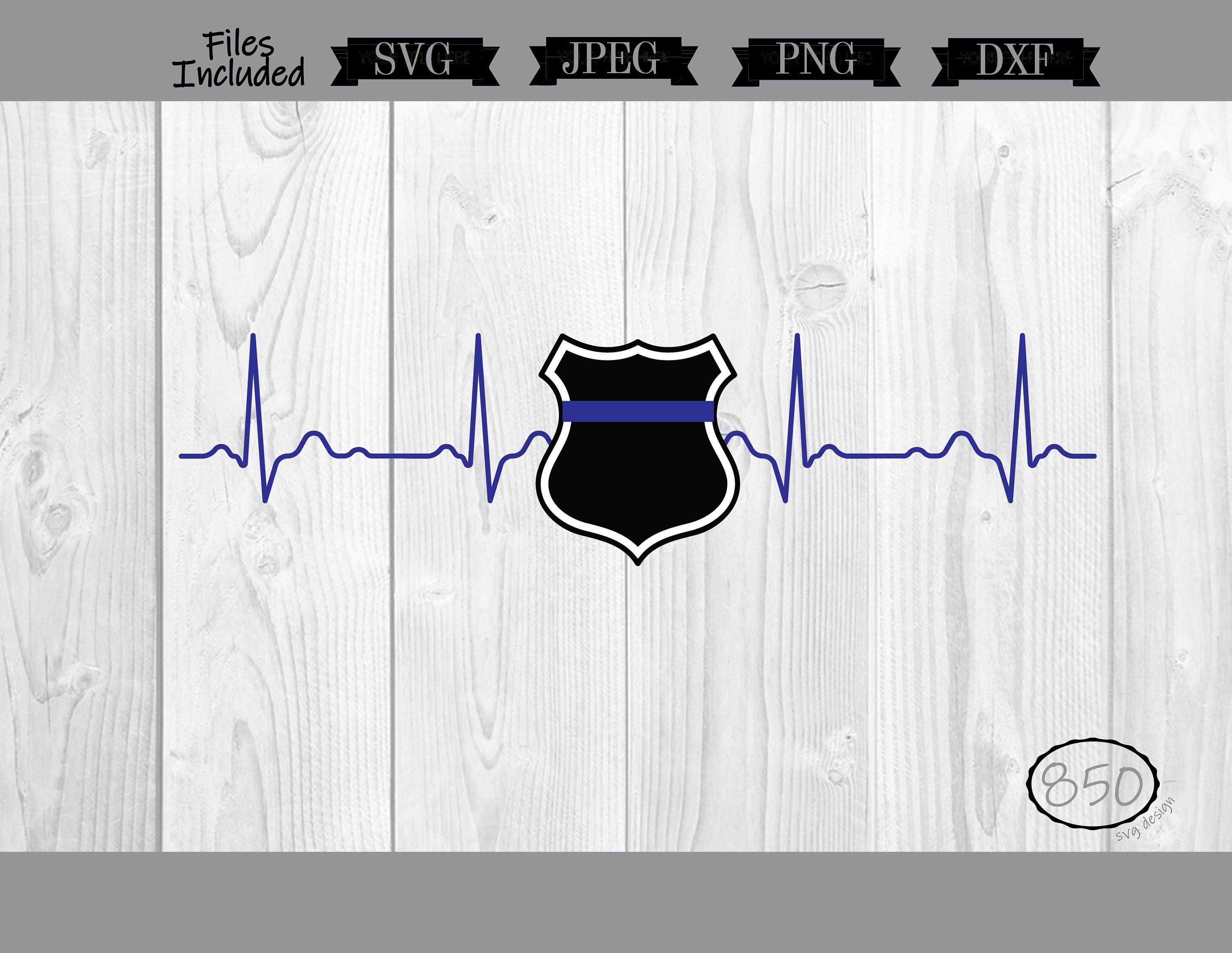 Heart Monitor Badge Thin Blue Line Svg Police Svg Svg Dxg Png Jpg ...