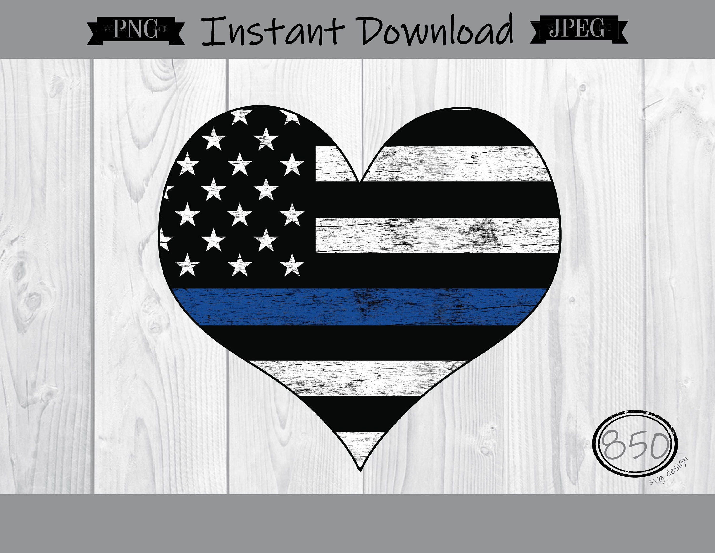 Thin Blue Line Flag Heart PNG | Police Heart | Back the Blue | Flag ...