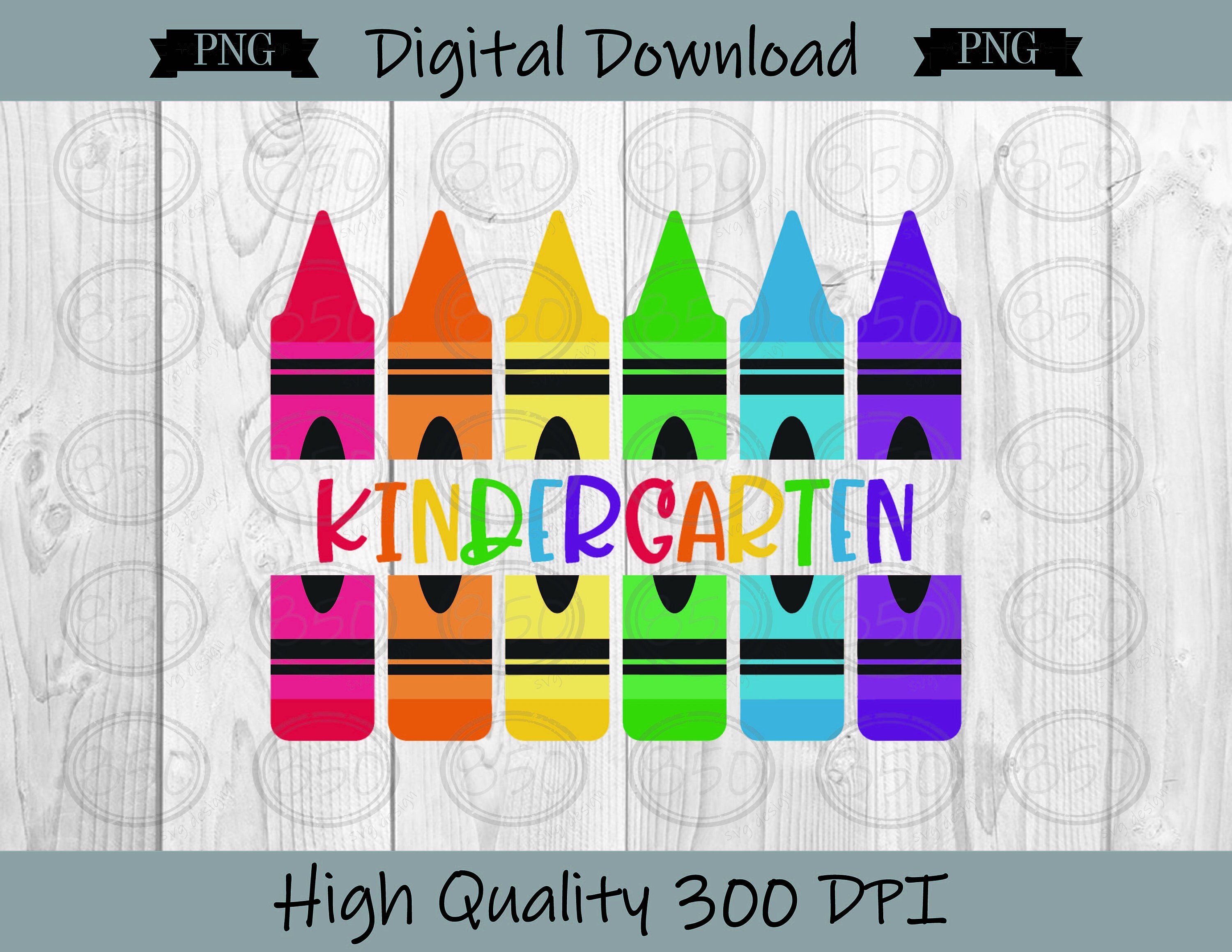 Kindergarten Split Crayons PNG Sublimation Transfer Back to - Etsy