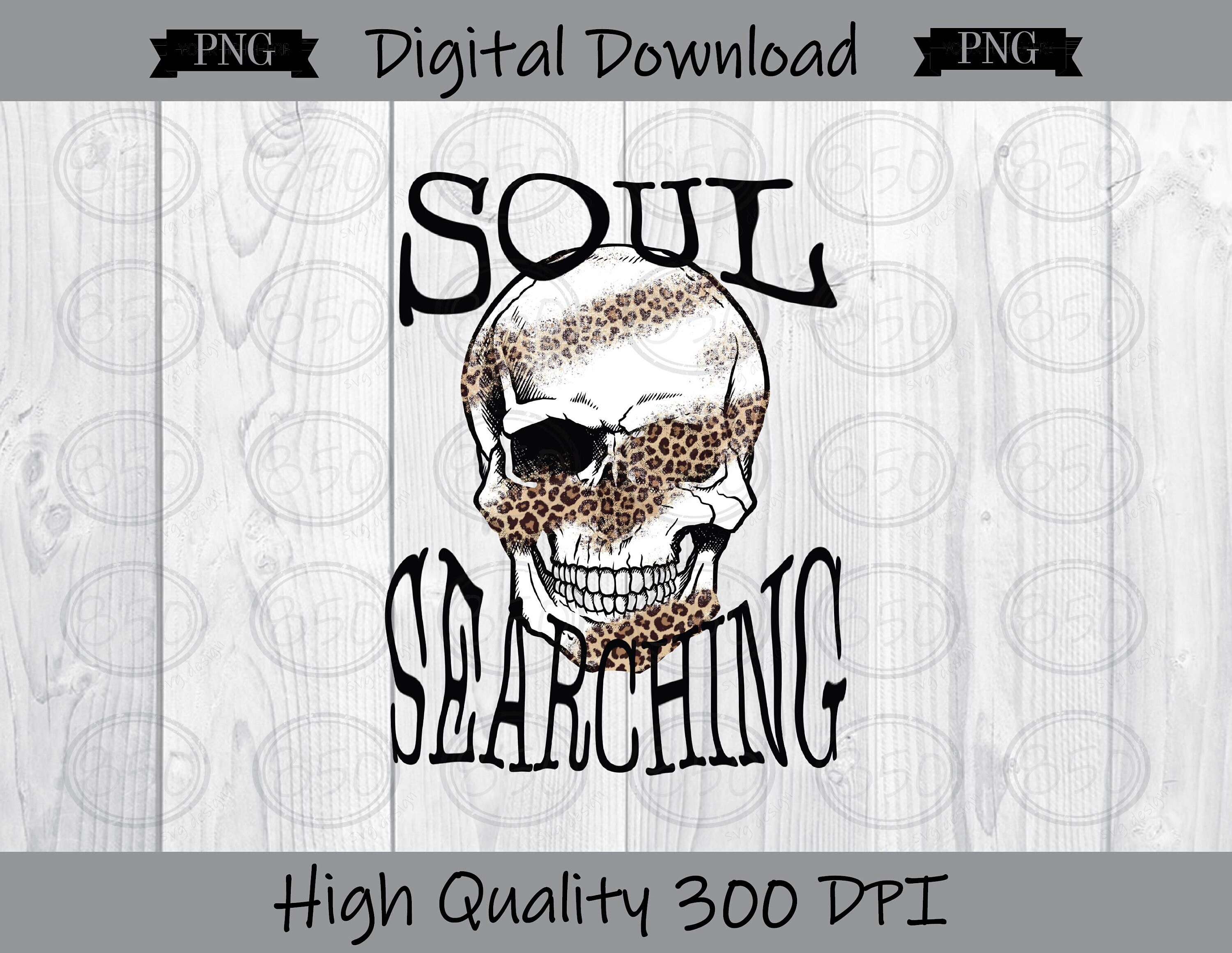 Soul Searching Skull PNG Sublimation Transfer Leopard Print Digital ...