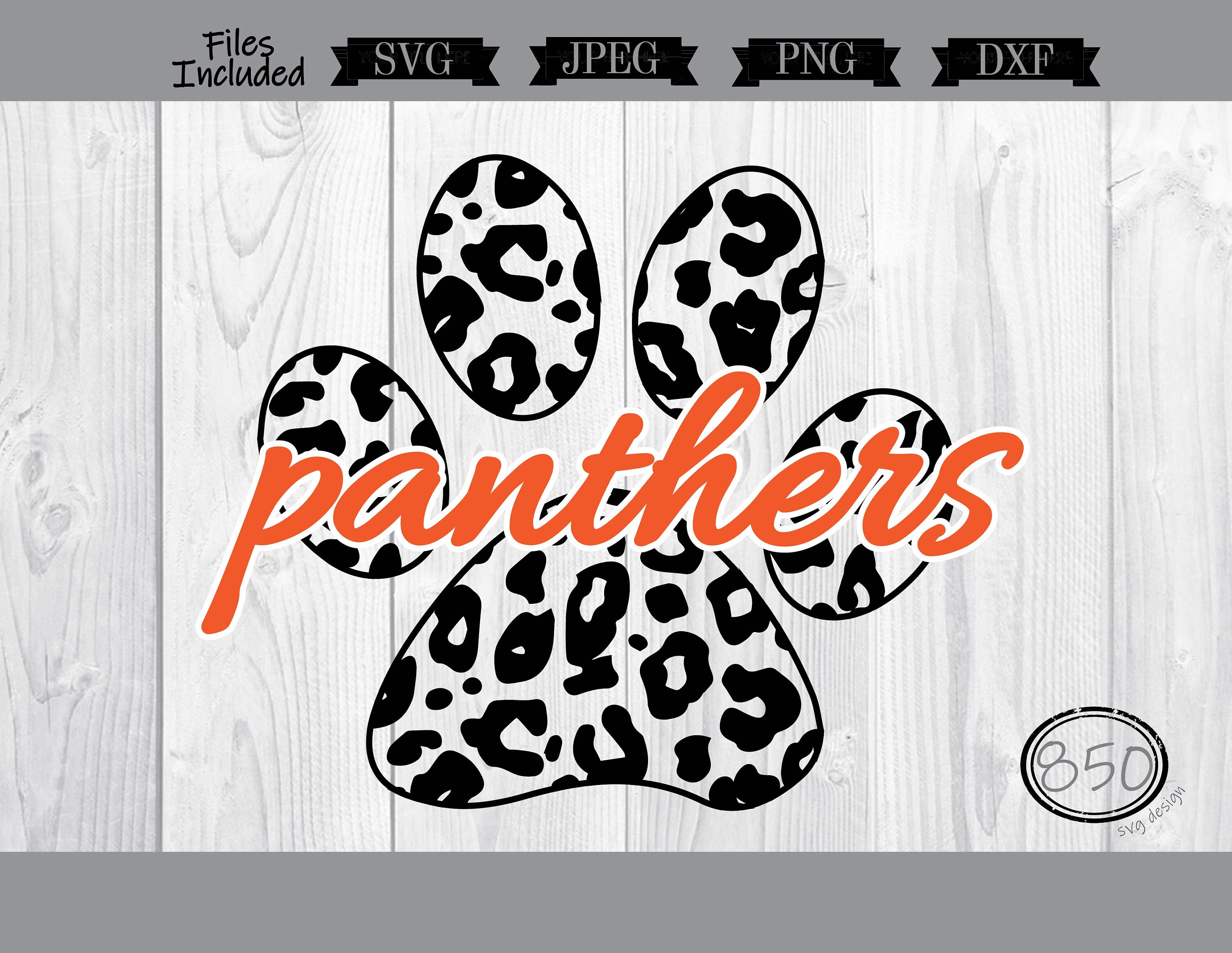 Panther Paw Print Leopard Mascot SVG Dxf Png Jpg - Etsy