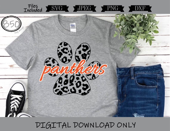 Panther Paw Print Leopard Mascot SVG Dxf Png Jpg - Etsy