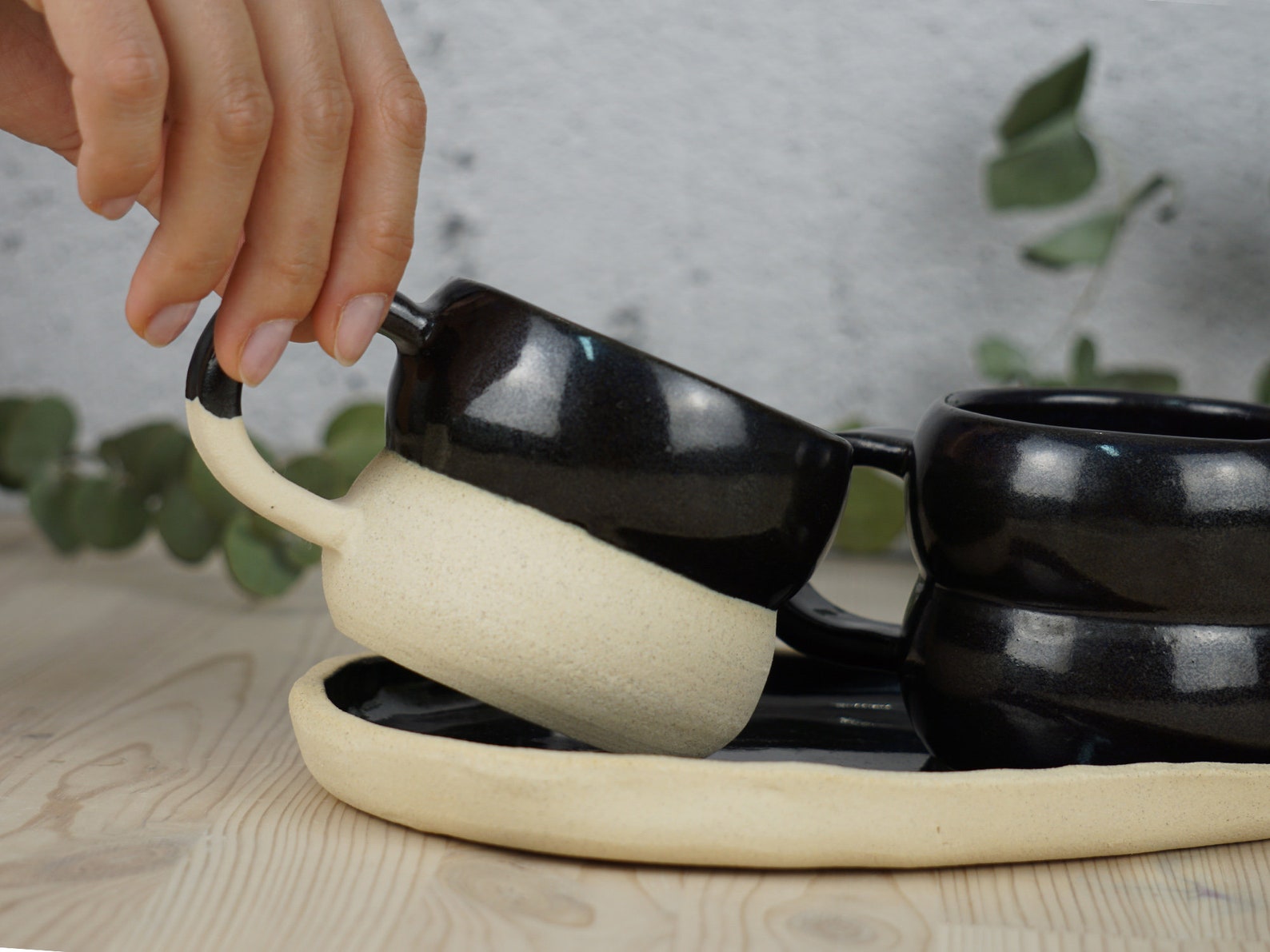 Black Ceramic Mug Handmade Black Mug Minimal Mug Round - Etsy