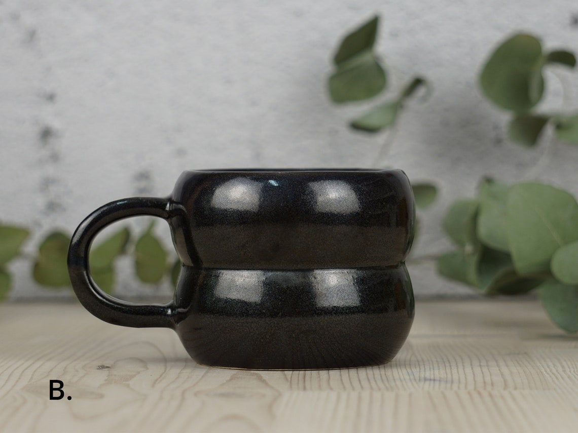 Black Ceramic Mug, Handmade Black Mug, Minimal Mug, Round Coffee Mug ...
