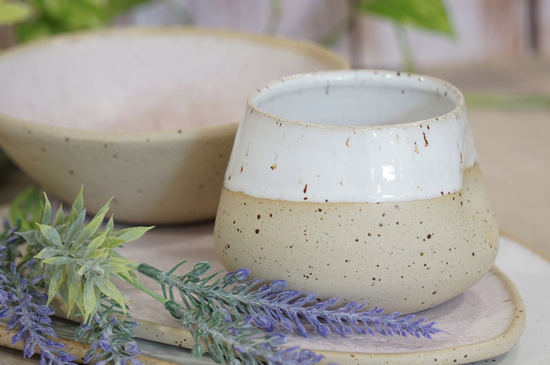 White Thumb Mug, Handmade White/beige Coffee Mug, Ceramic Pinched Mug ...