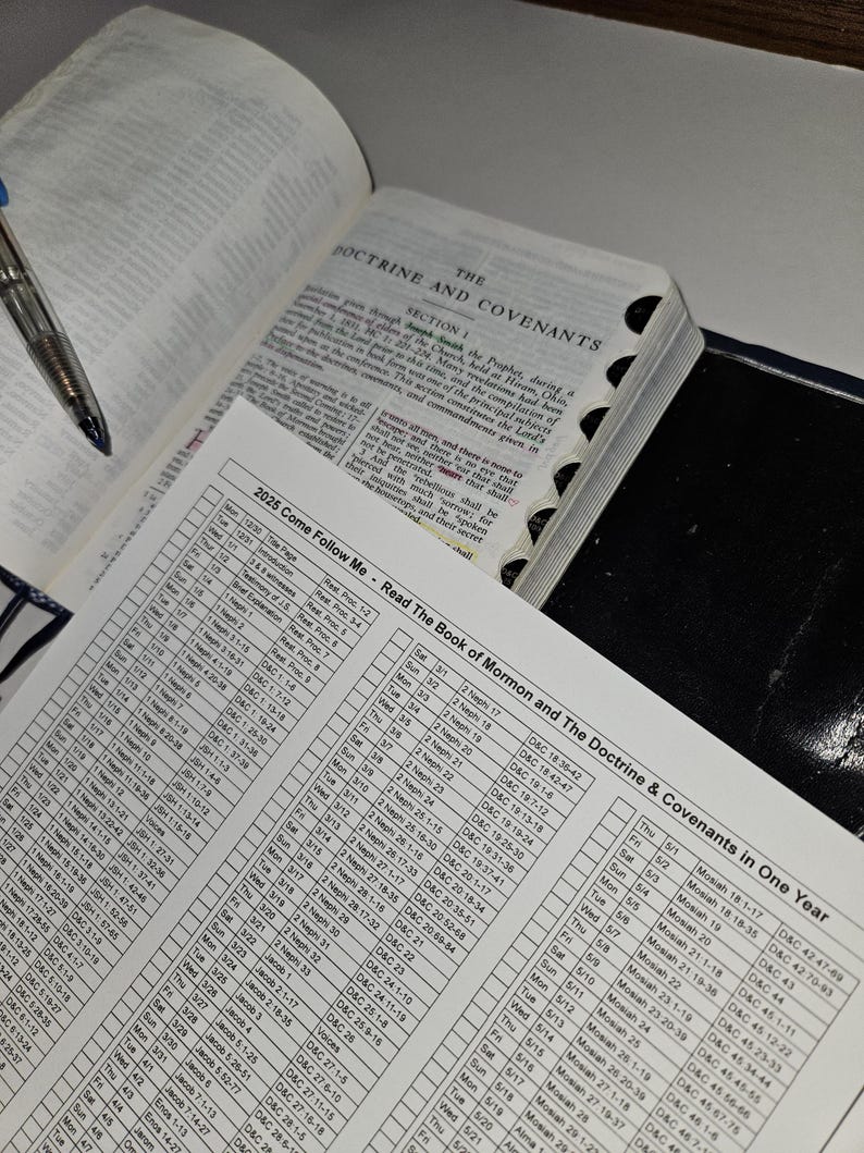 2025 Come Follow Me Daily Reading Chart Schedule for the Doctrine ...