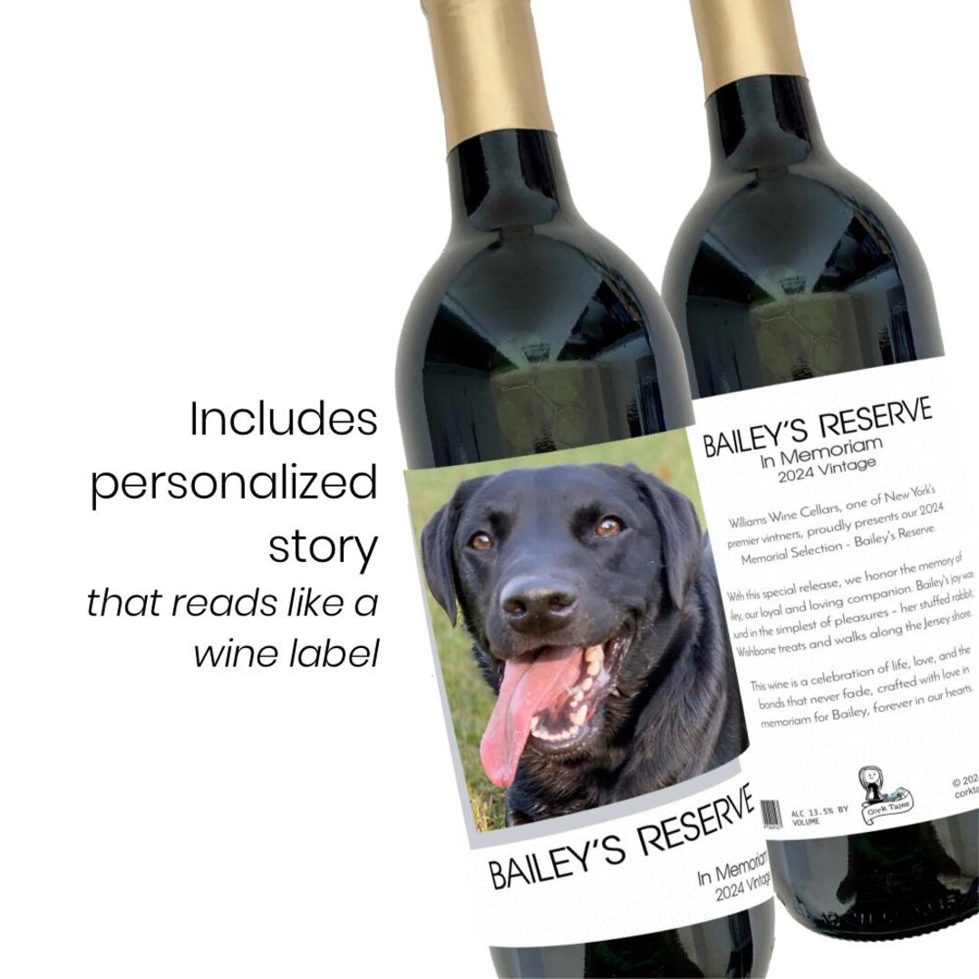 Custom Pet Wine Label With Personalized Story Loss of Pet, Sympathy ...