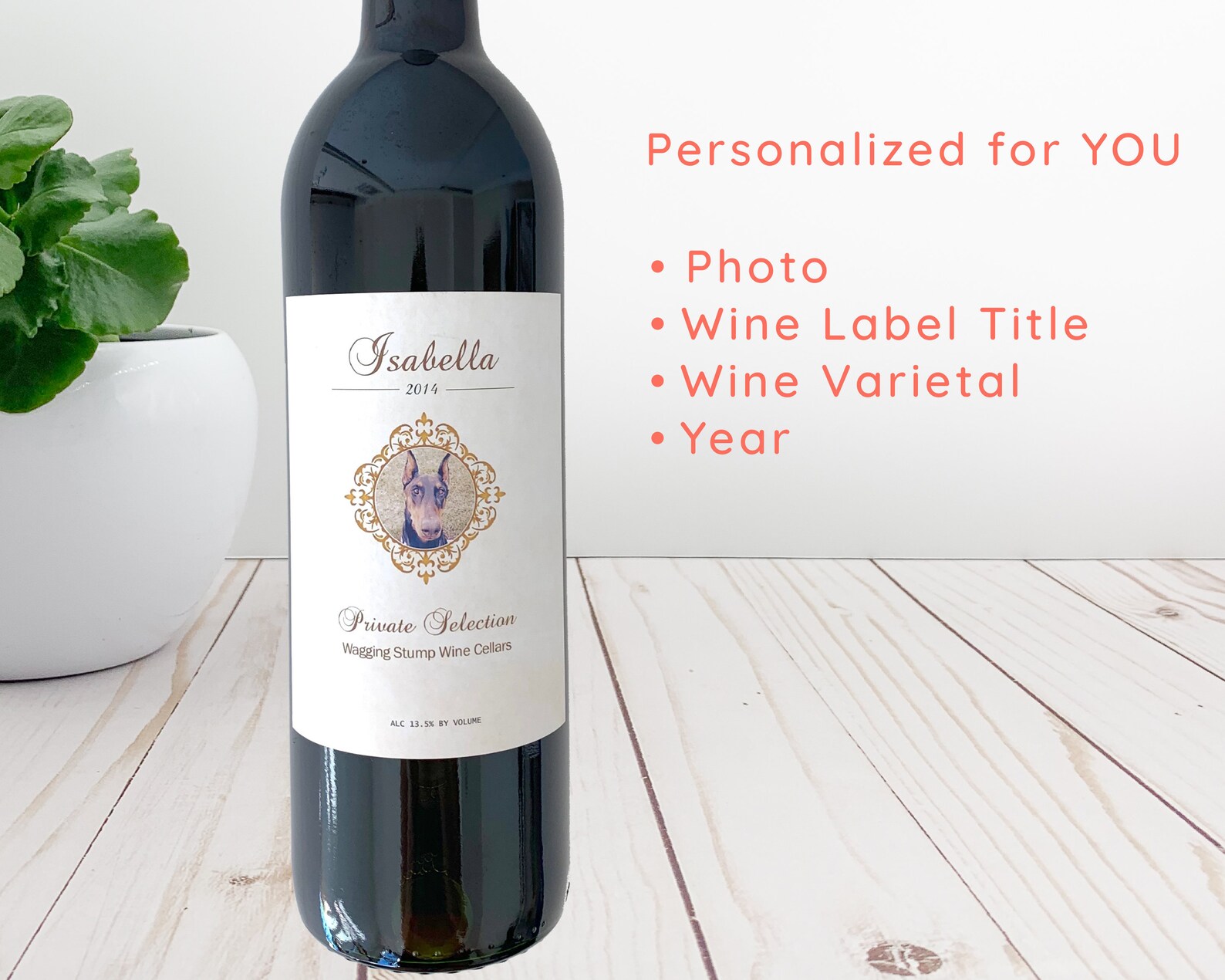 Custom Dog Wine Label With Personalized Story on the Back - Etsy