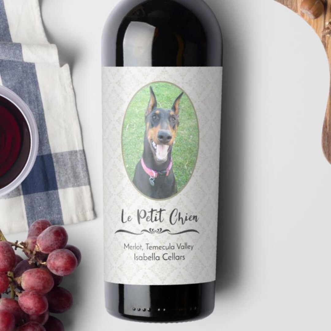 Personalized Dog Wine Label: Custom Pet Photo Gift for Wine Lovers by ...
