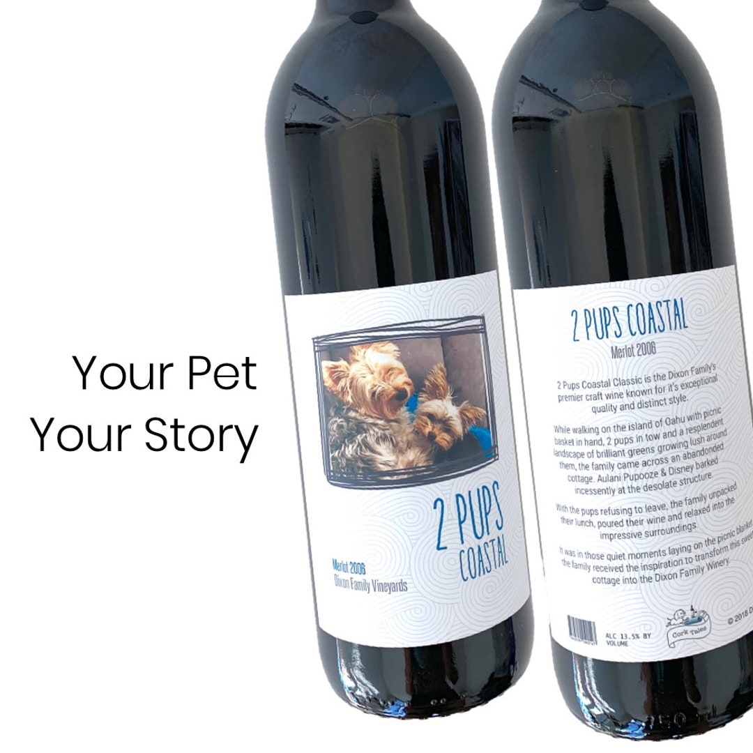Custom Pet Wine Label With Personalized Story Featuring Your Dogs, Cats ...