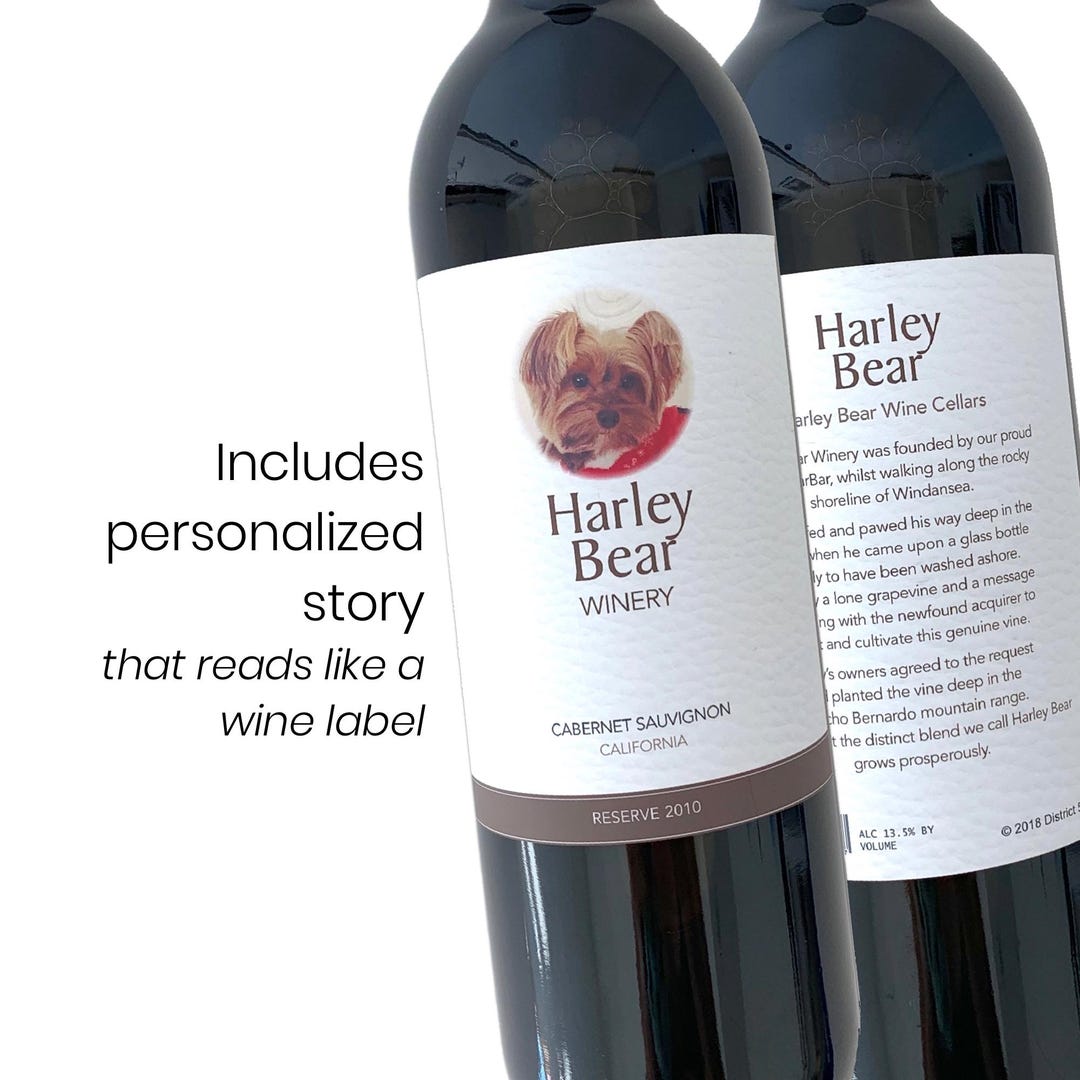 Personalized Dog or Cat Wine Label With Custom Story - Funny Wine Label ...