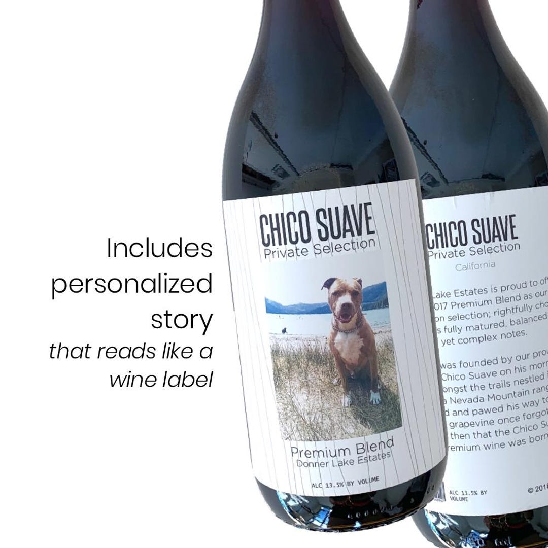 Custom Wine Label With Personalized Story- Custom Pet Gift - Photo Wine ...