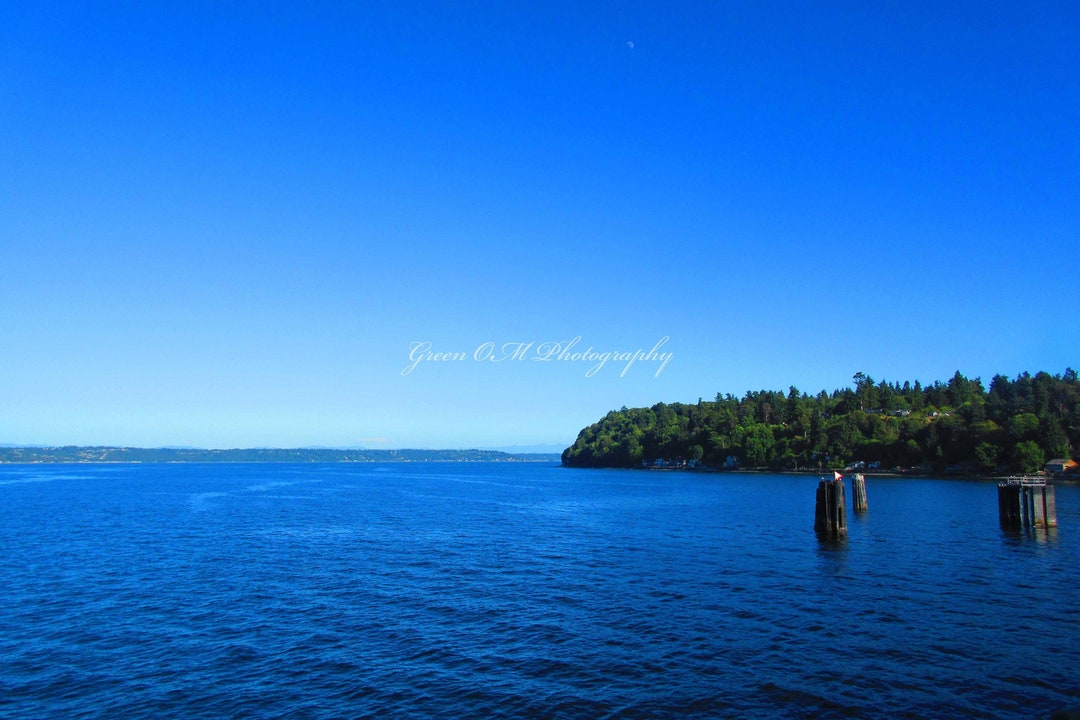 CALM SEA BACKGROUNDS Blue Sky and Water, Salish Sea, Vashon Island ...