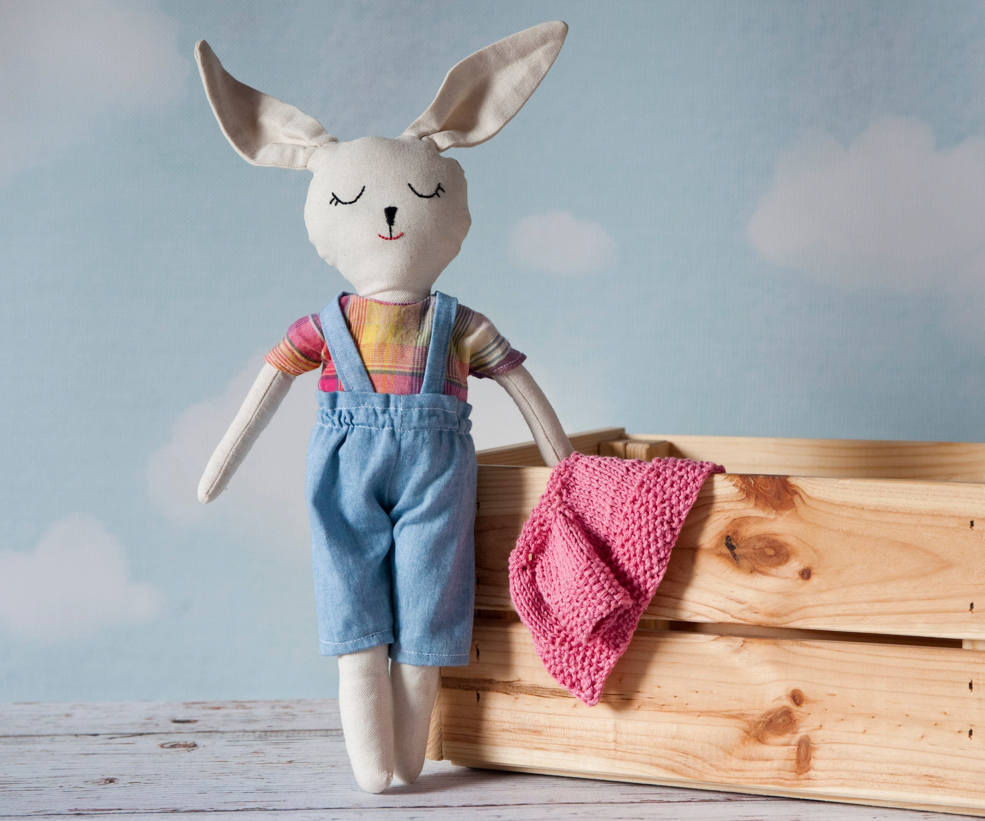A Rag Doll 41 Cm, Rabbit Made of Cotton, Linen Cloth and Filled With a ...
