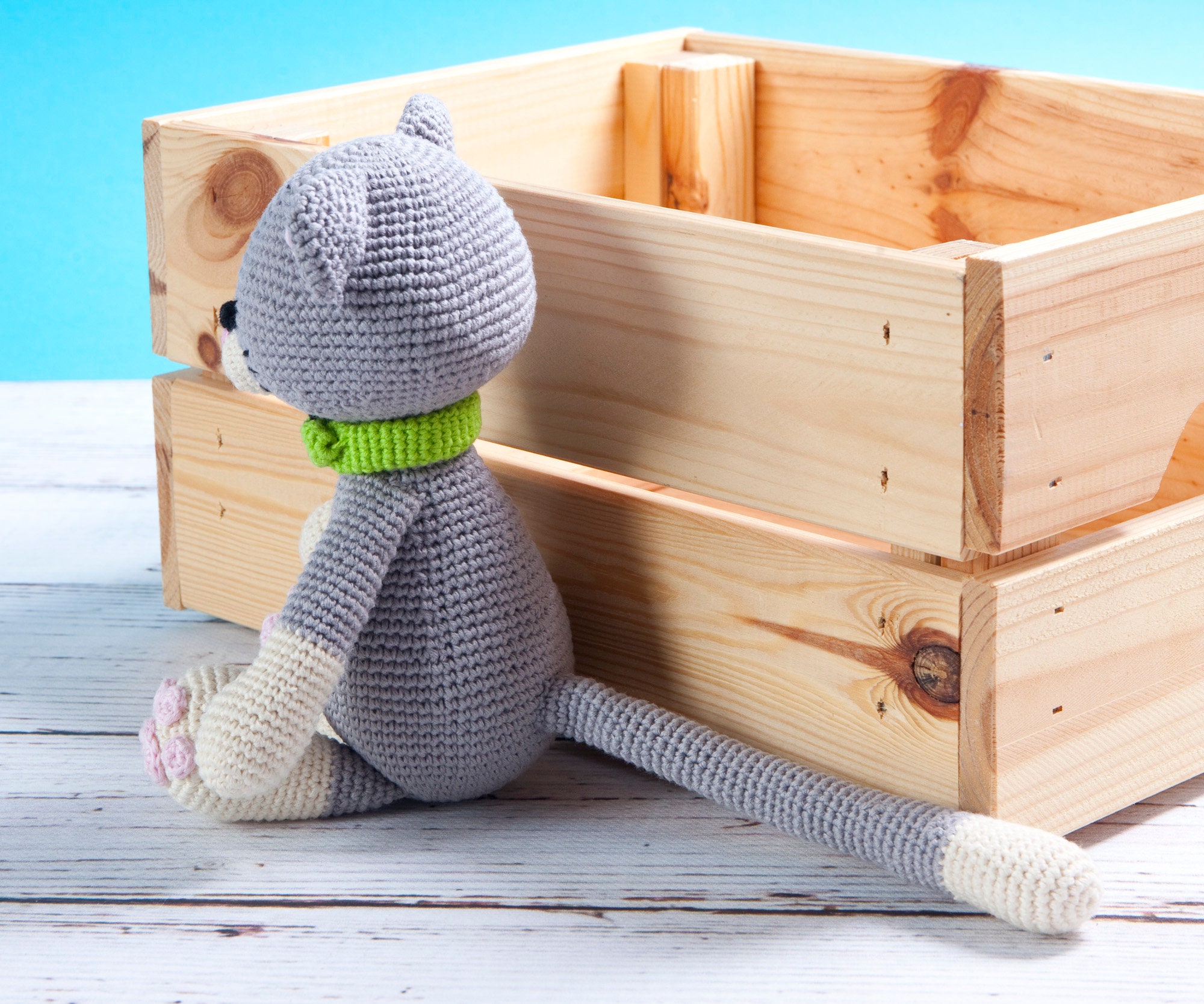 Grey Kitten Cuddle, Crochet Toy Amigurumi for Children, Filled With Non ...
