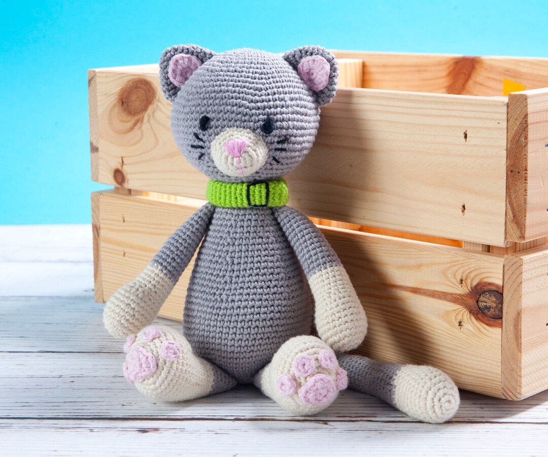 Grey Kitten Cuddle, Crochet Toy Amigurumi for Children, Filled With Non ...