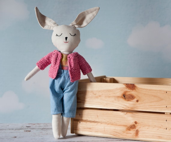 A Rag Doll 41 Cm Rabbit Made of Cotton Linen Cloth and - Etsy