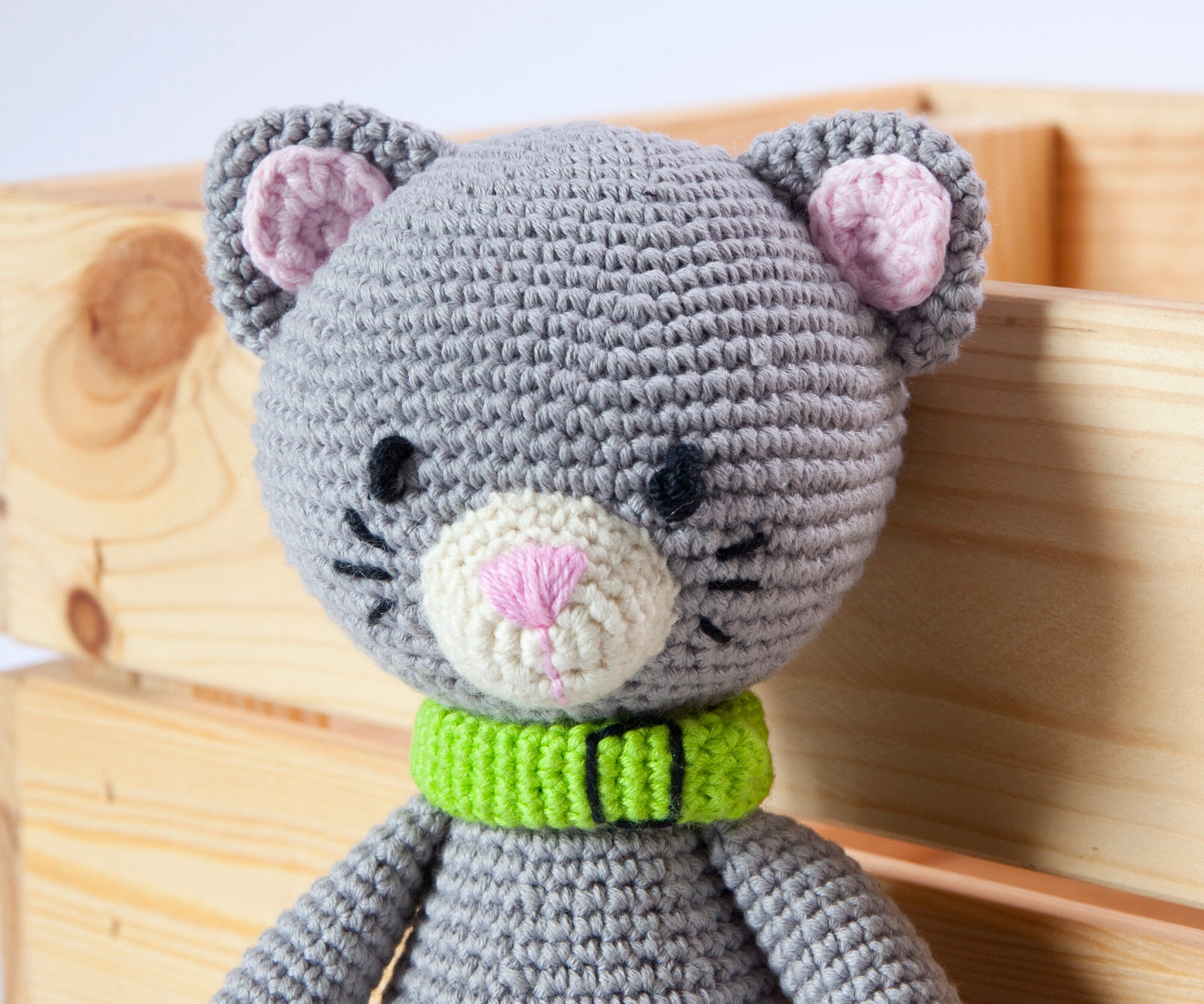 Grey Kitten Cuddle, Crochet Toy Amigurumi for Children, Filled With Non ...