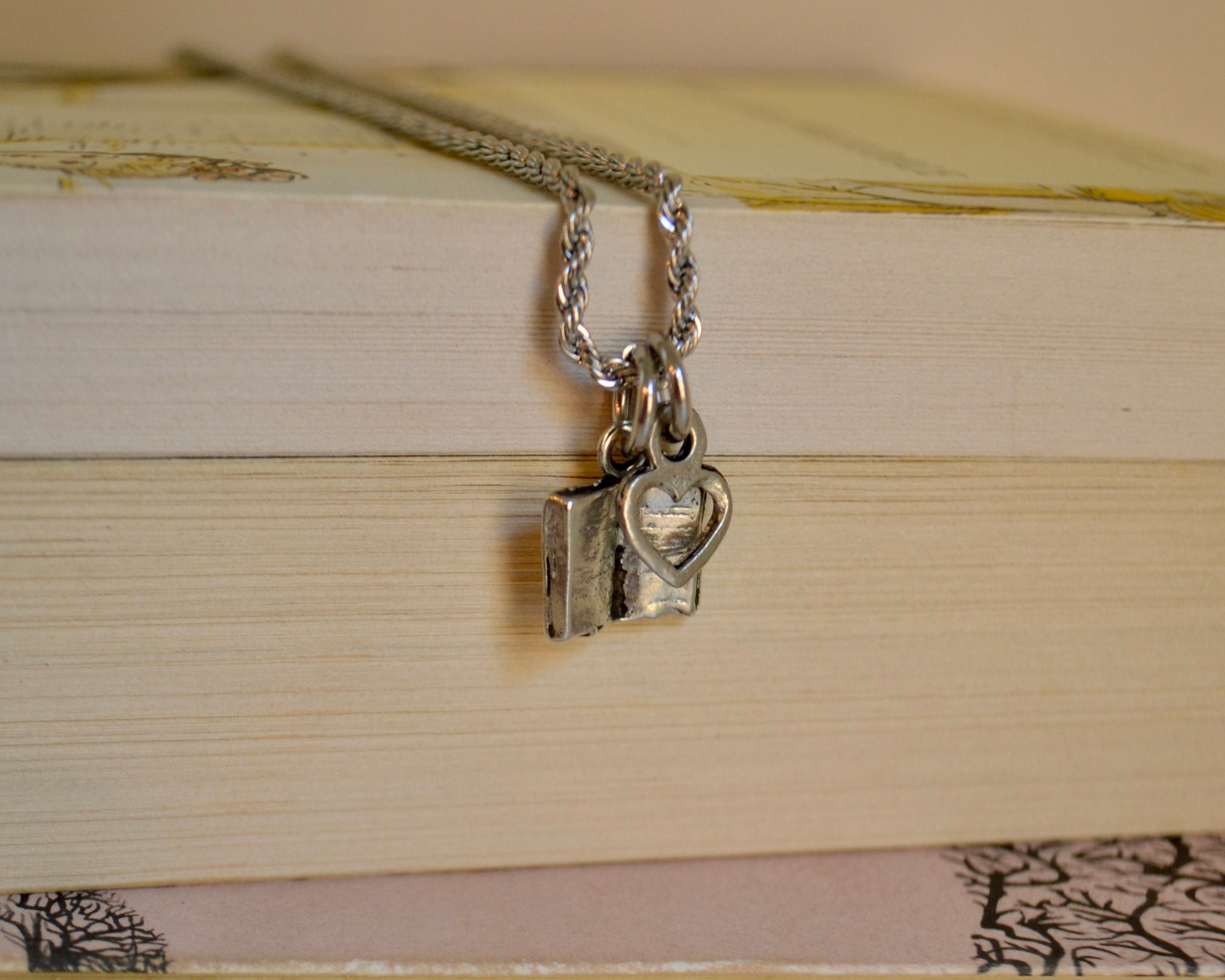 Open Book Necklace - Etsy