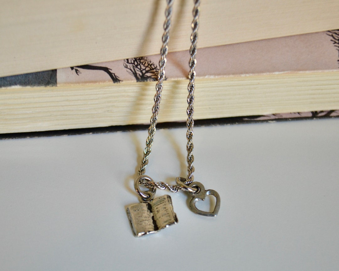 Open Book Necklace - Etsy