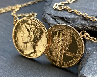 Double Coin Necklace - Etsy UK