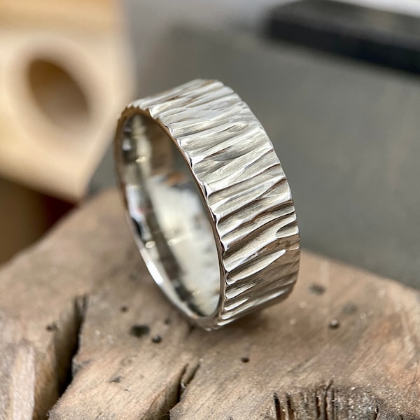 Bark Texture Ring - Etsy