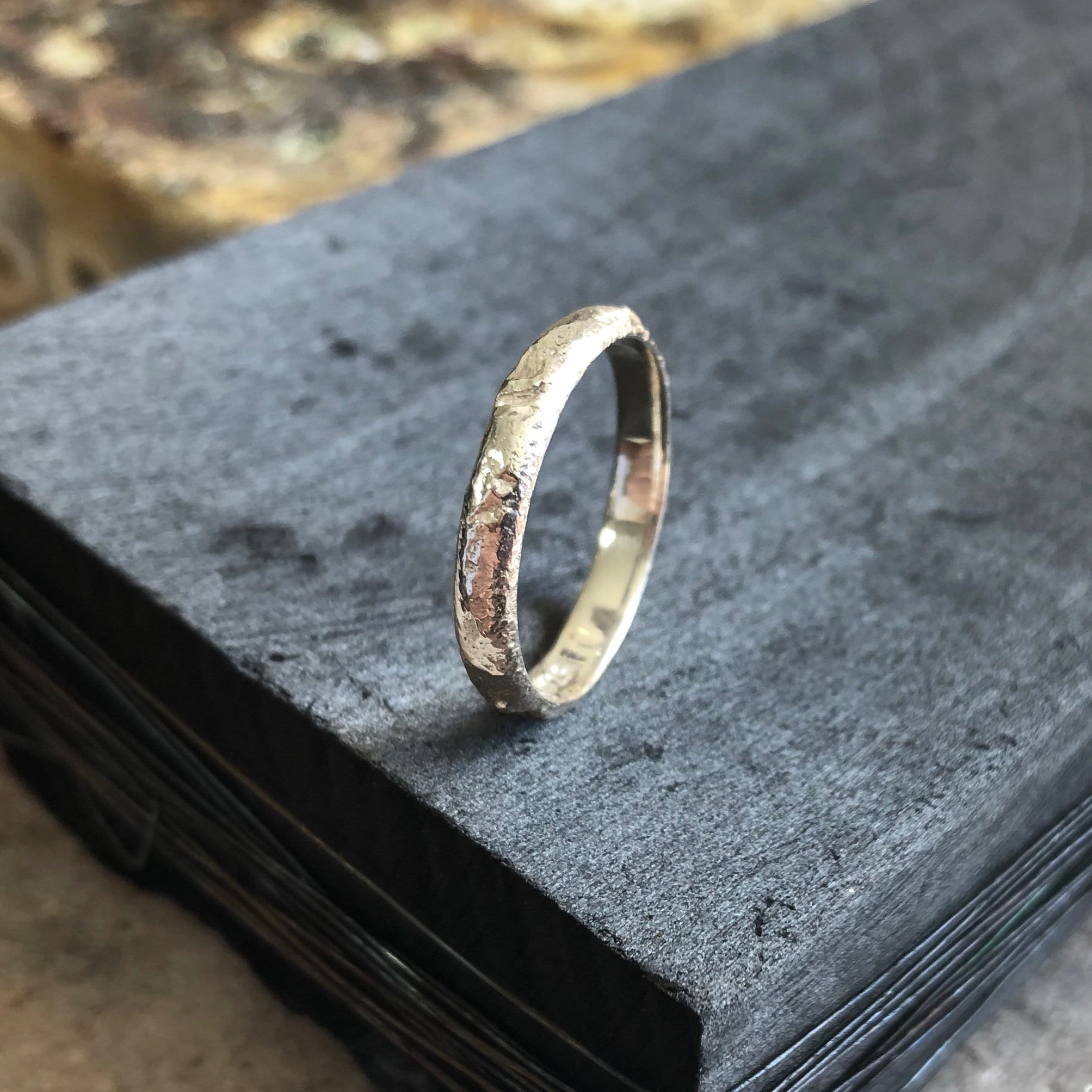 Rustic Silver Ring 3mm Molten Lava Textured Ring Viking - Etsy