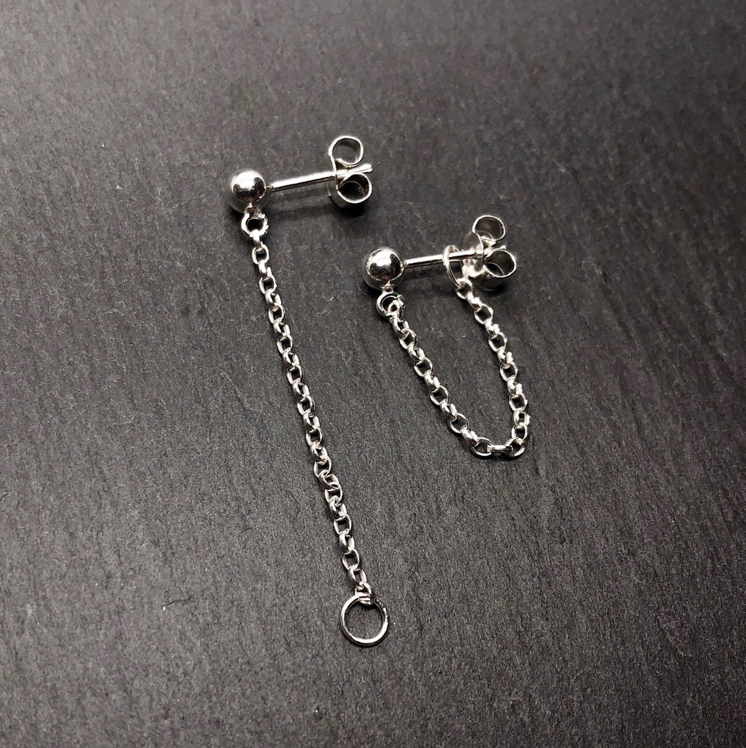 Front to Back Chain Earrings - Two in One Adjustable Design - Sterling ...