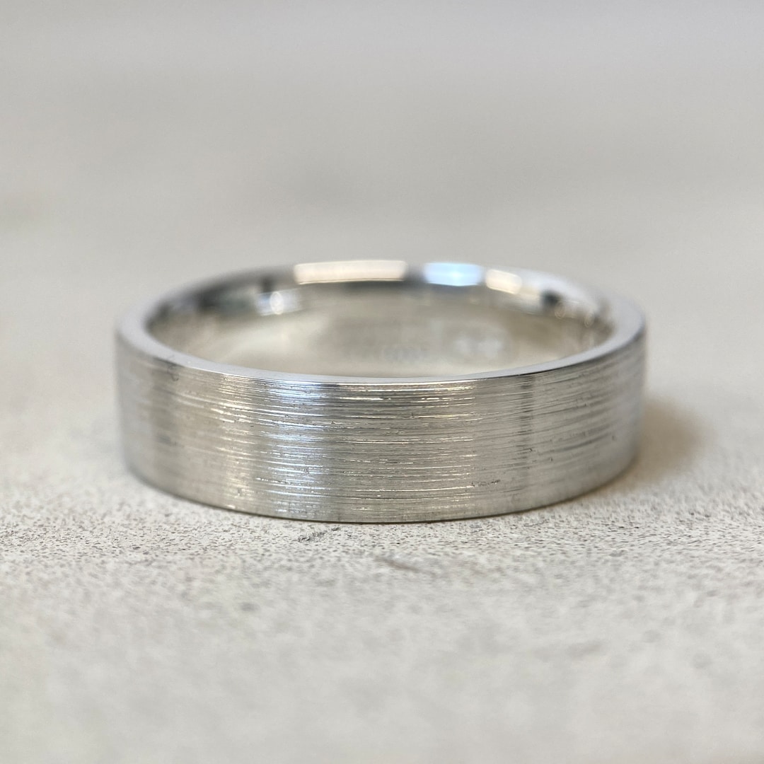 Flat Brushed Argentium Silver Ring - Flat Court Shape Matte Band ...