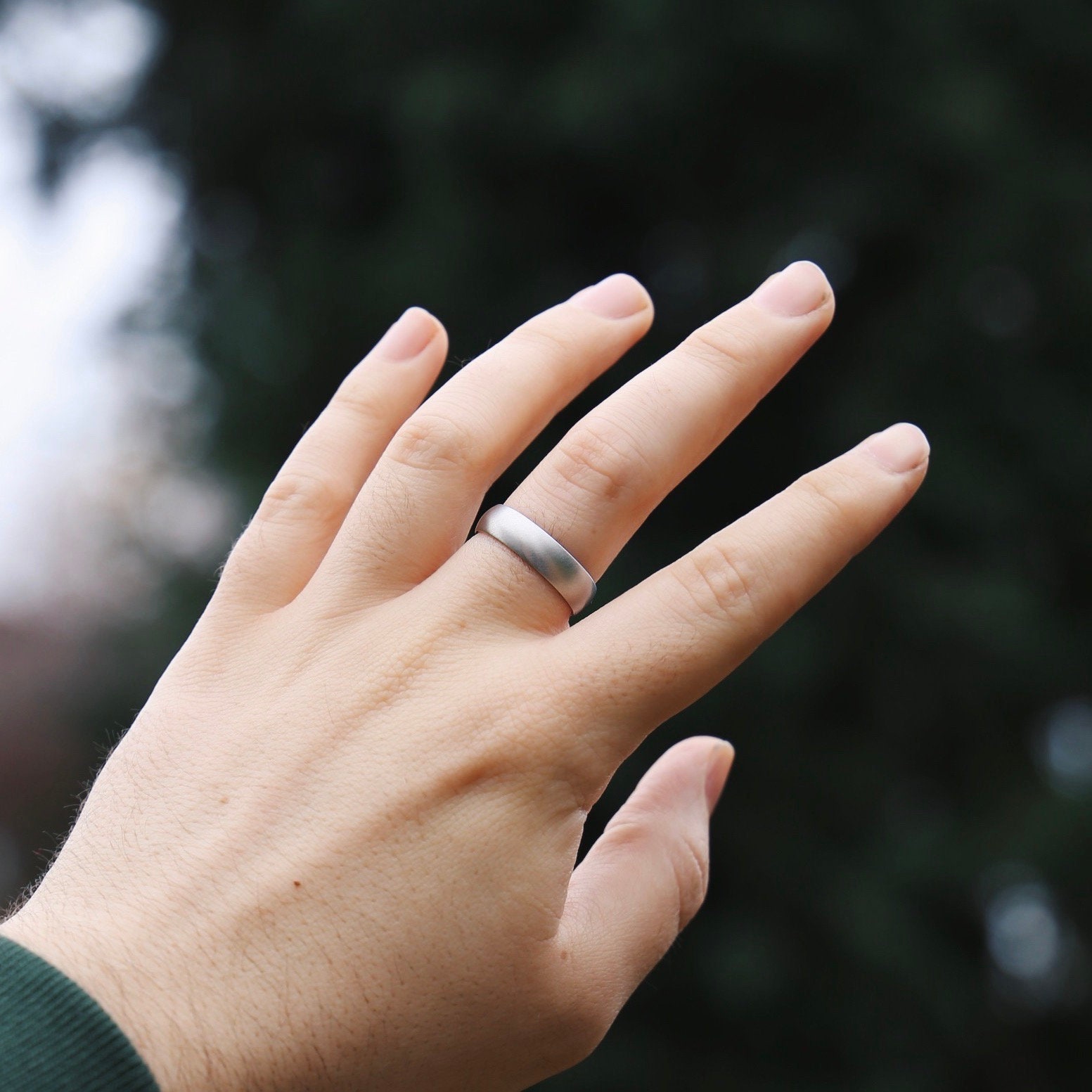 Brushed Stainless Steel Ring - 6mm Matte Finished D Shaped Band - Court ...