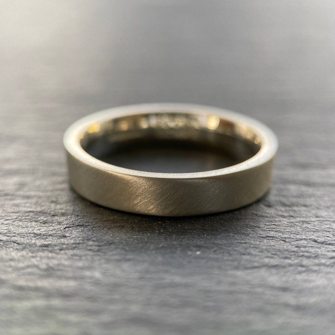 9ct white gold brushed ring Matte Finish Wedding Band | Etsy