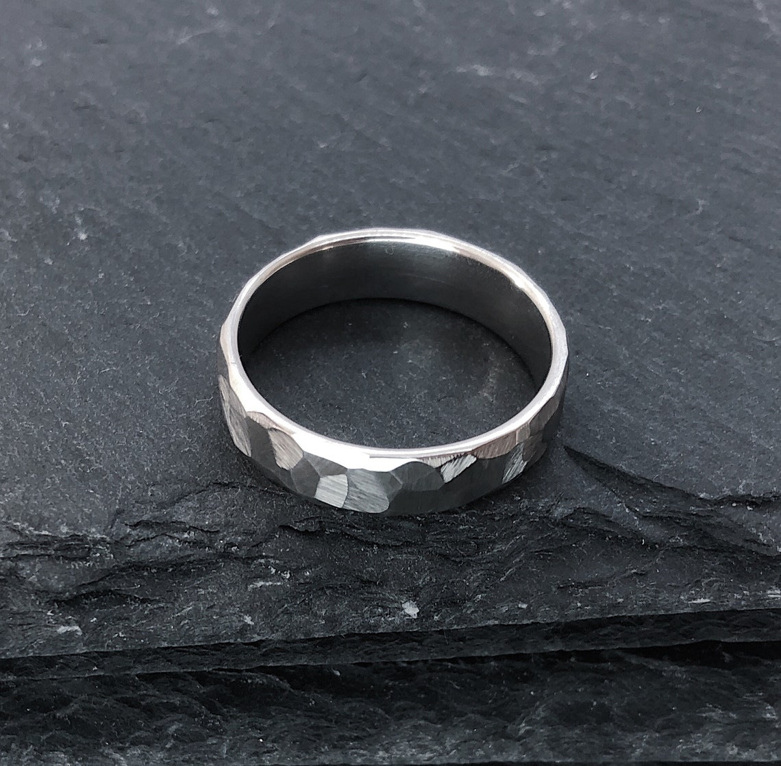 Bague en acier inoxydable à facettes Bague industrielle à | Etsy