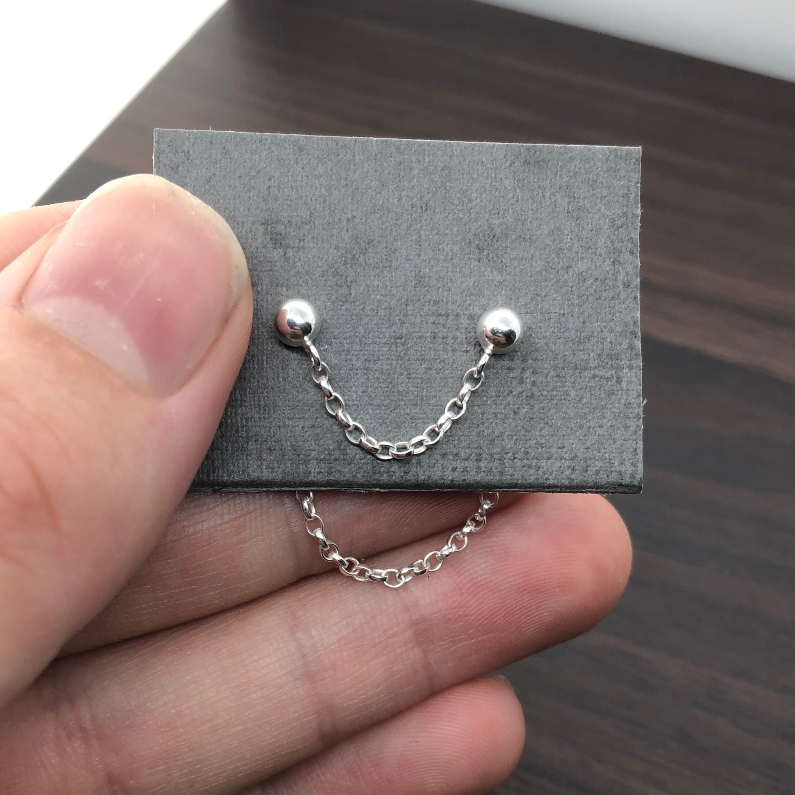 Double Chain Earring - Front and Back Behind Ear - Sterling Silver or ...