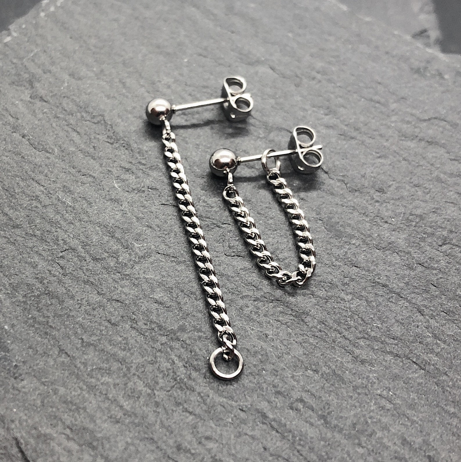 Front to Back Curb Chain Earrings - Two in One Adjustable Design ...