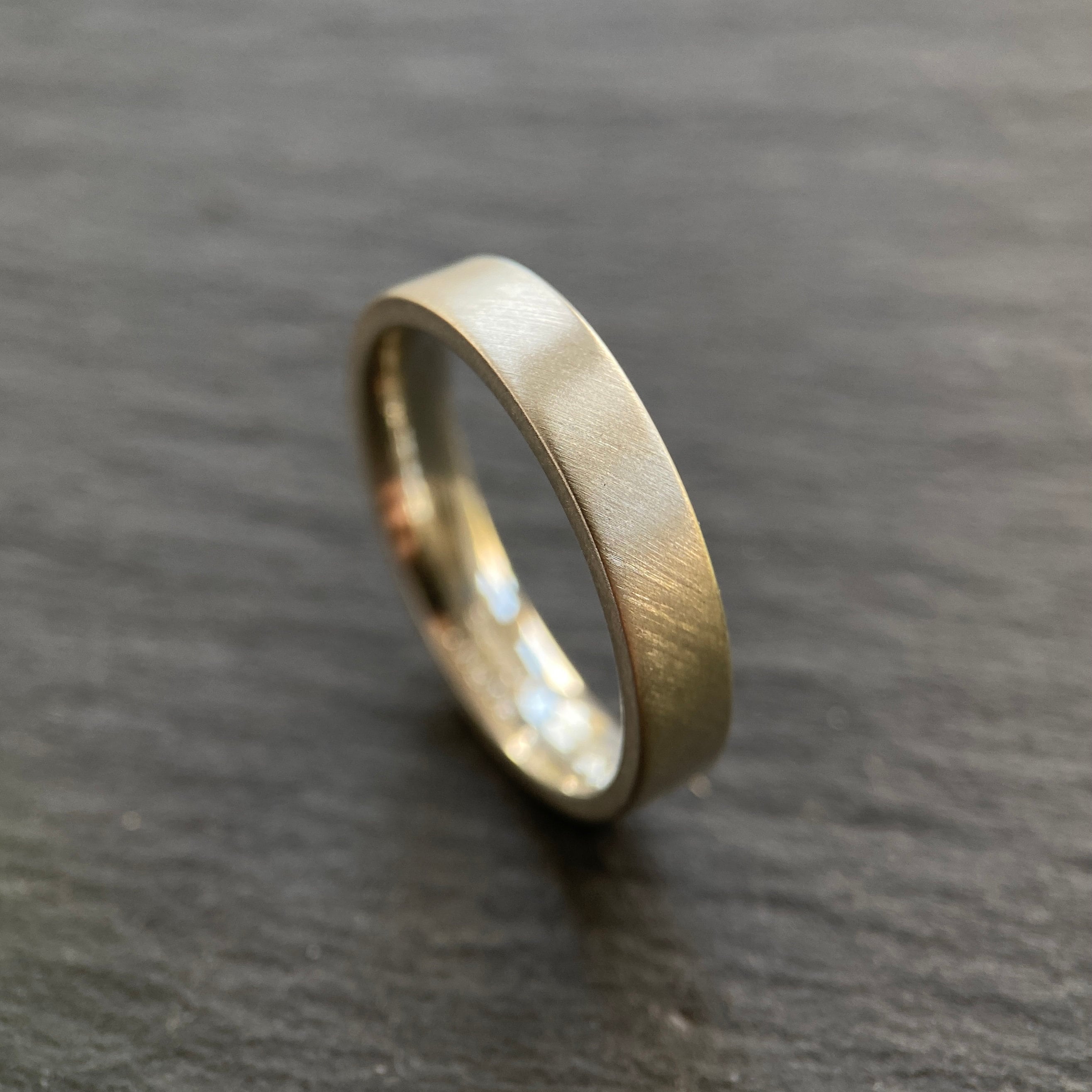 9ct white gold brushed ring Matte Finish Wedding Band | Etsy