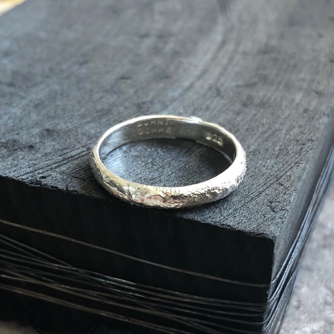 Rustic Silver Ring 3mm Molten Lava Textured Ring Viking | Etsy