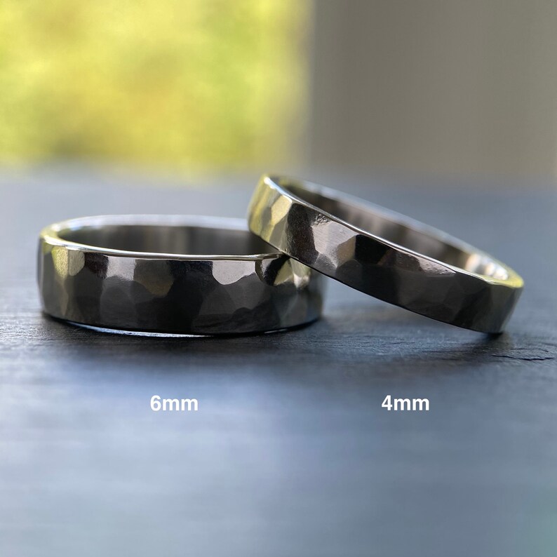 Hammered Stainless Steel Ring 6mm Wide Band With Polished | Etsy