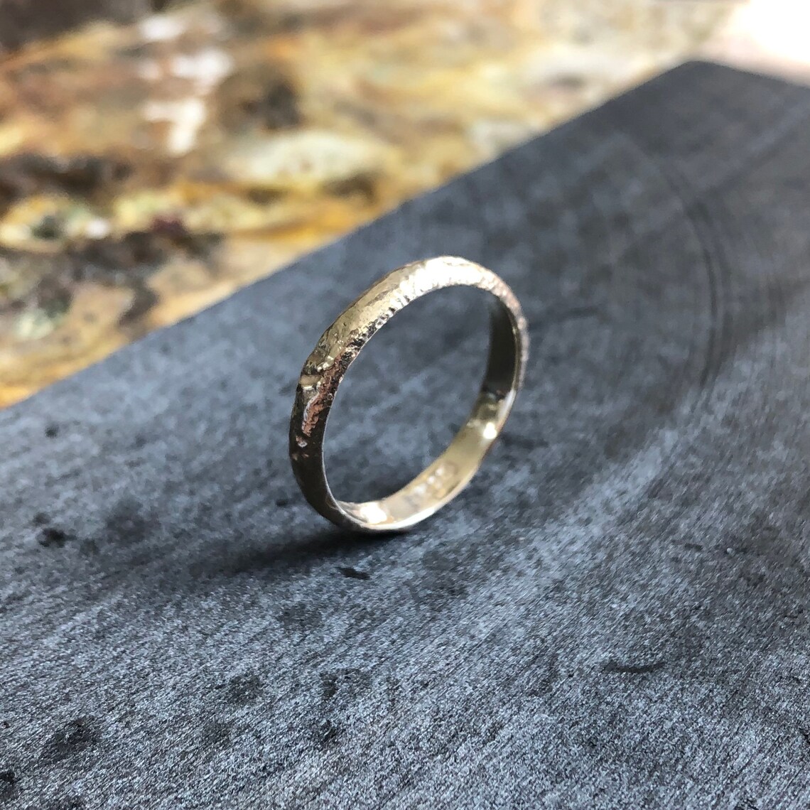 Rustic Silver Ring 3mm Molten Lava Textured Ring Viking - Etsy