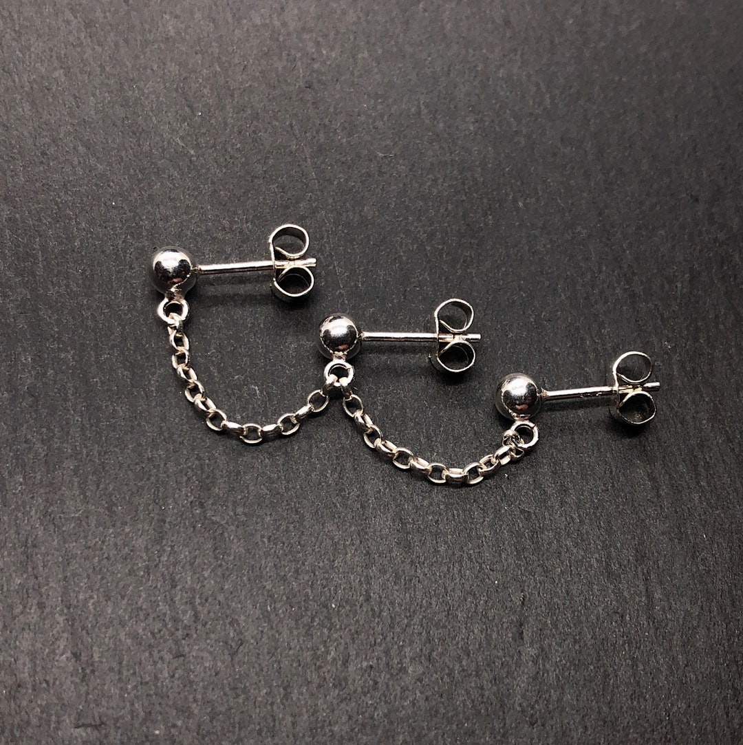 Triple Stud Earlobe Piercing - Sterling Silver/gold Filled/stainless ...