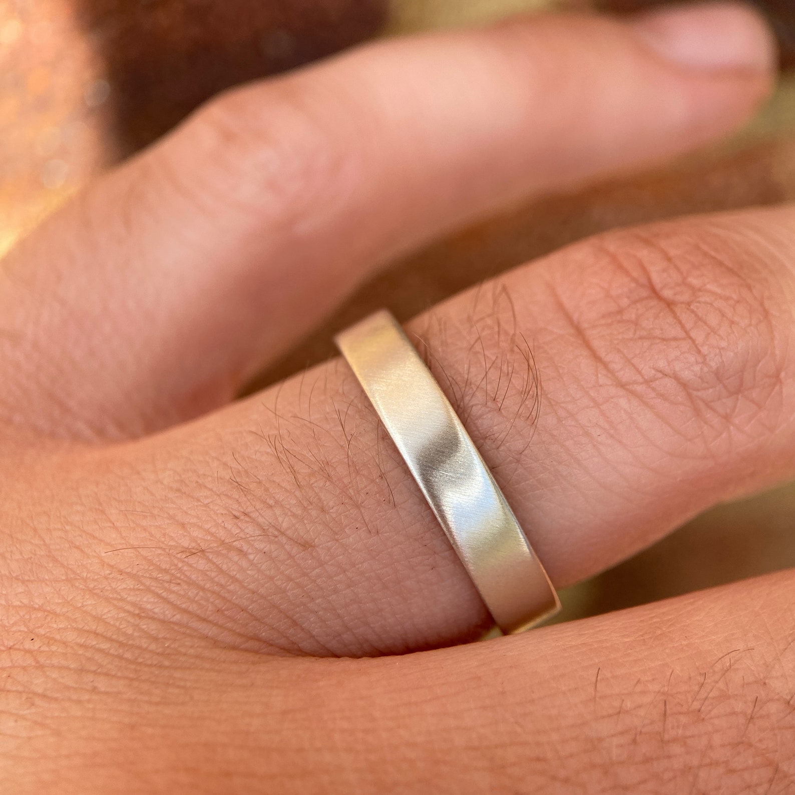 9ct White Gold Brushed Ring - Matte Finish Wedding Band - Minimalist ...