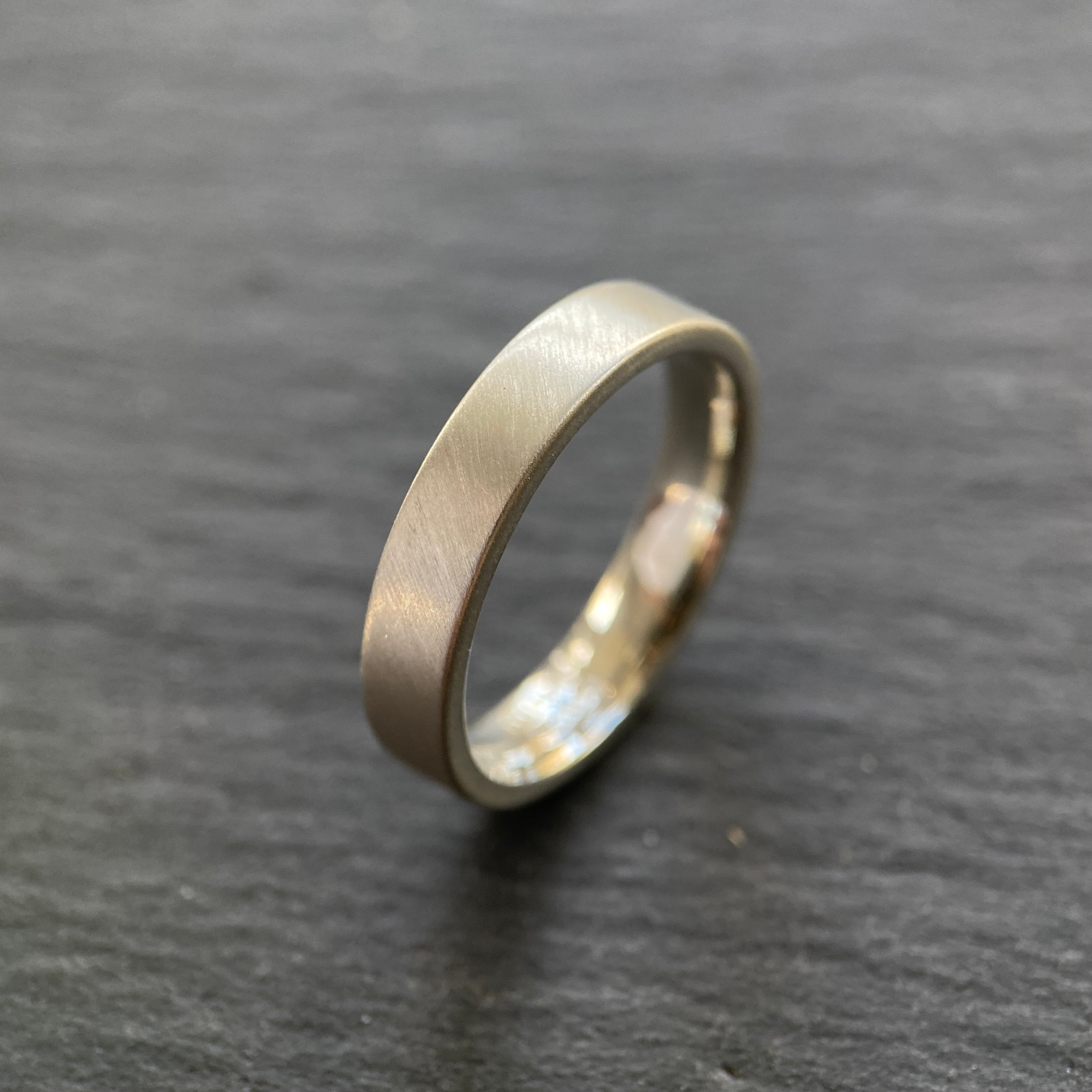 9ct White Gold Brushed Ring - Matte Finish Wedding Band - Minimalist ...