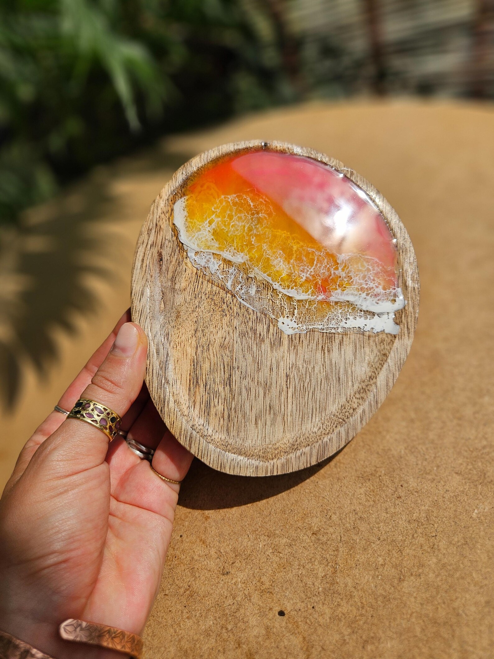 Resin Ocean Mango Wood Mini Tray, Sunset Art - Etsy