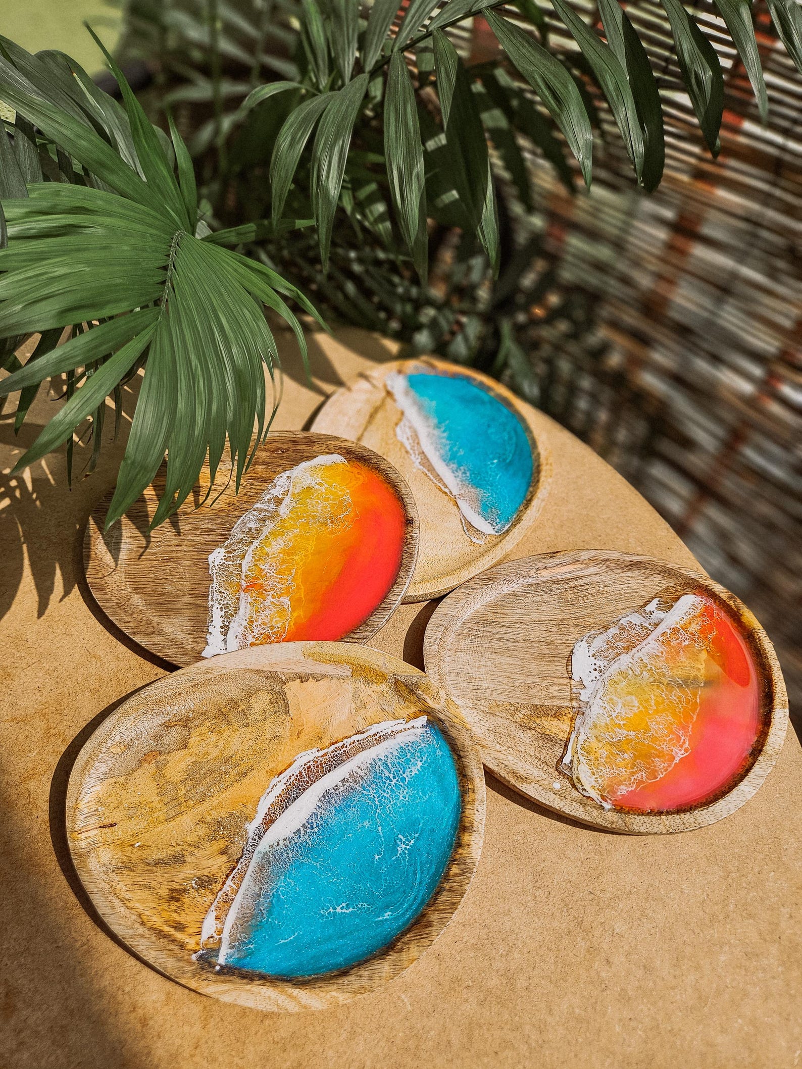 Resin Ocean Mango Wood Mini Tray, Sunset Art - Etsy