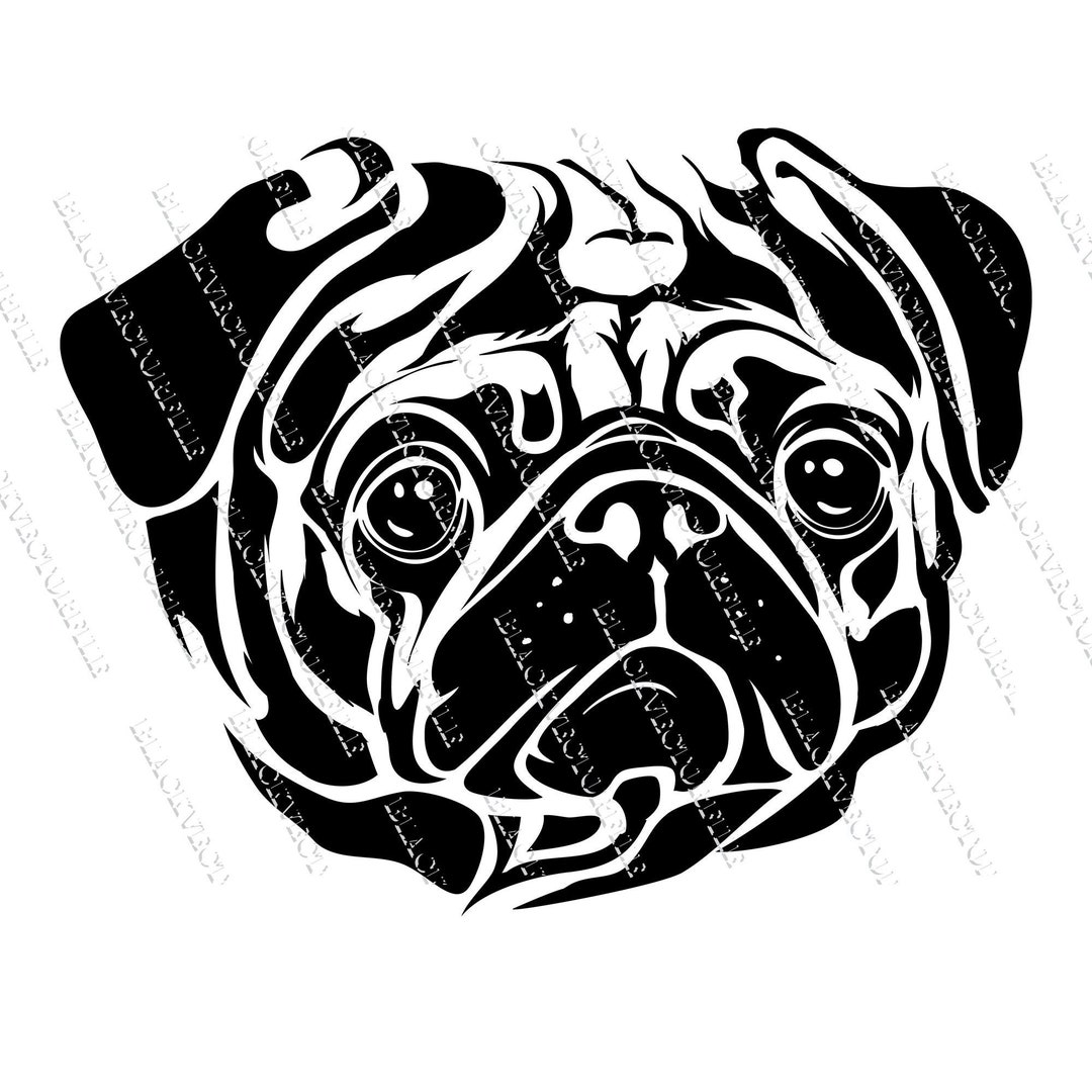 Pug Dog Svg, Png and Jpeg, Eps, Dxf Files, Instant Download, Vector ...