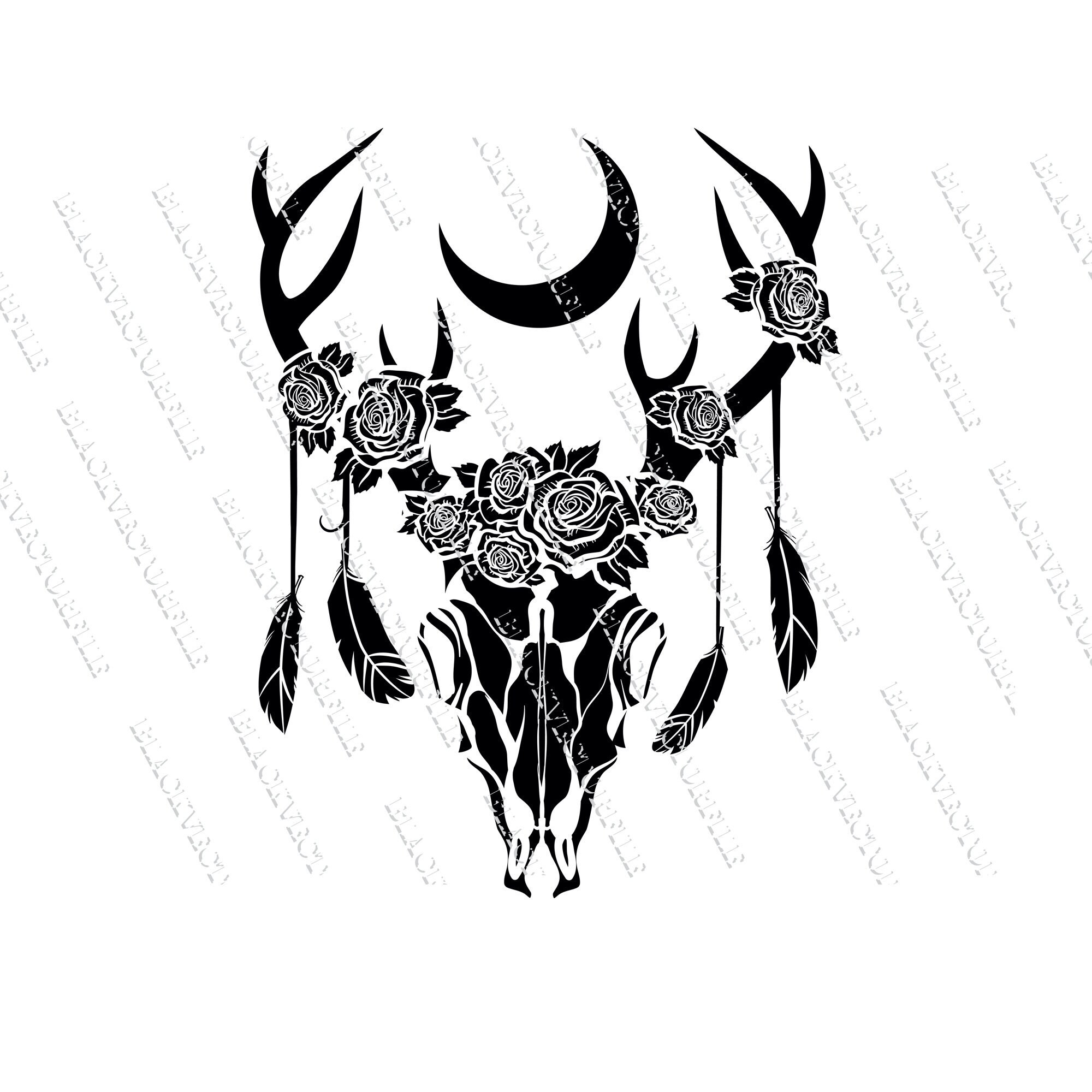 Teschio di cervo con corna Svg, Png e Jpeg, Eps, File Dxf, Download ...