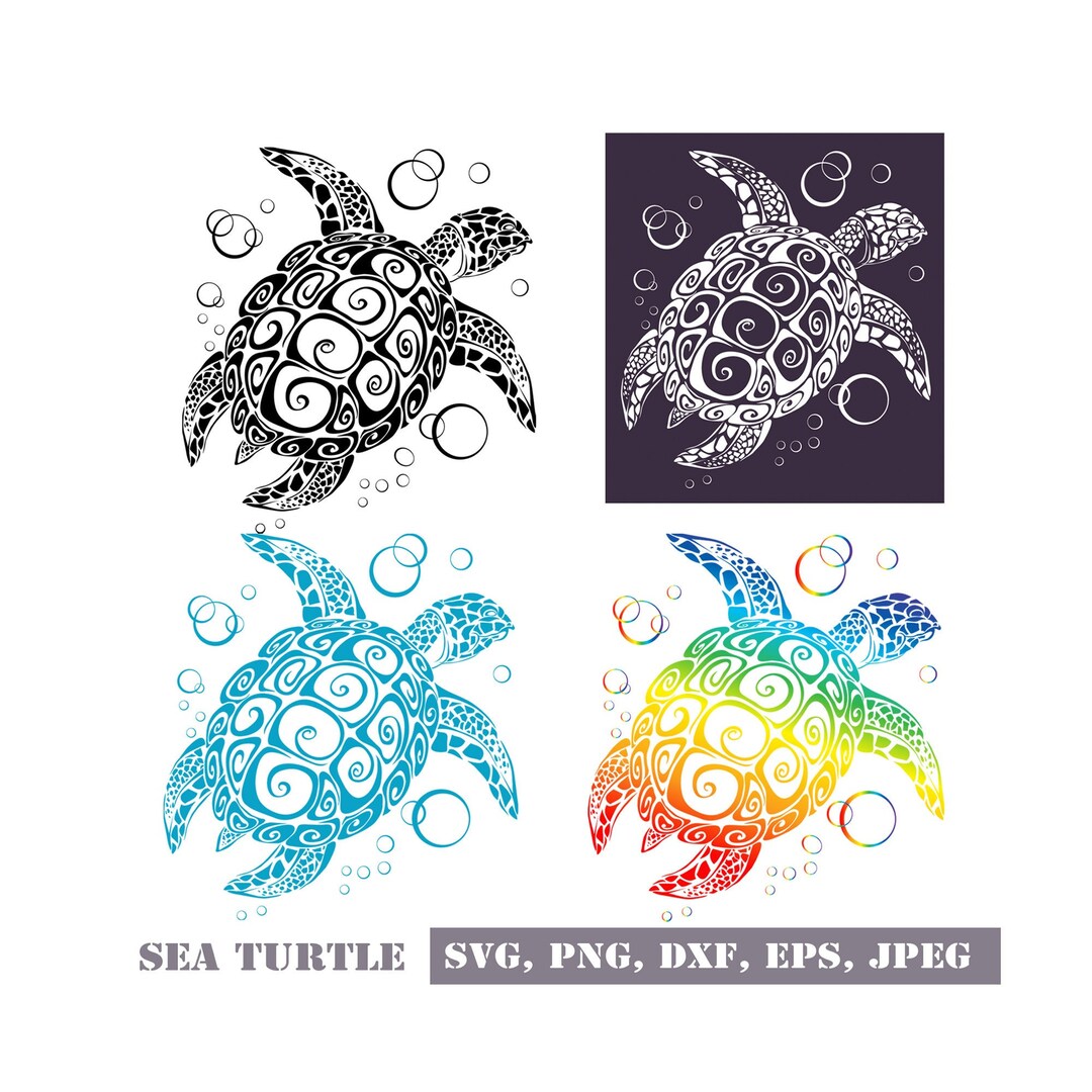 Sea Turtle Svg, Png, and Jpeg, Eps Dxf Files, Instant Download, Vector ...