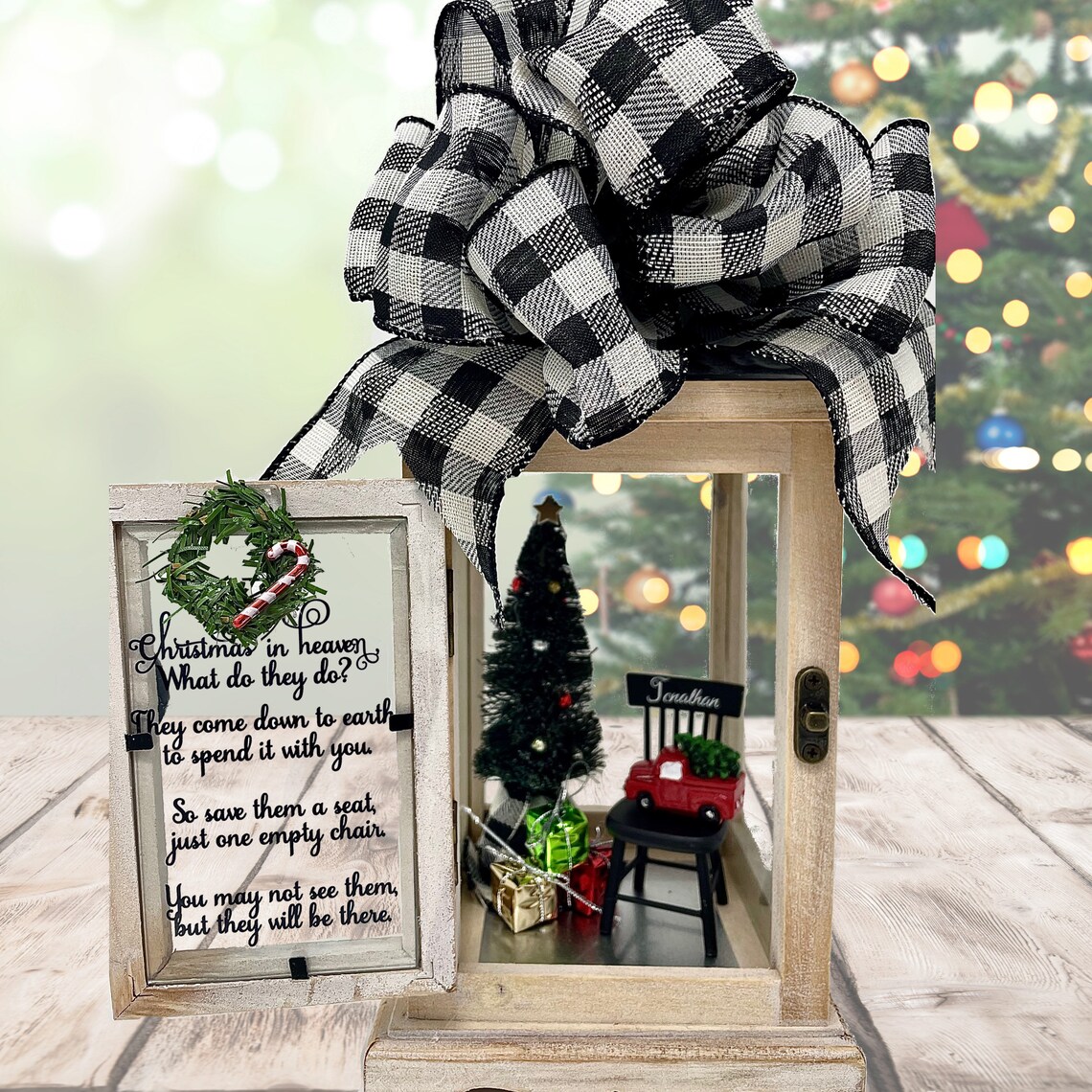 LED LIT Christmas in Heaven Empty Chair Memorial Lantern Best - Etsy