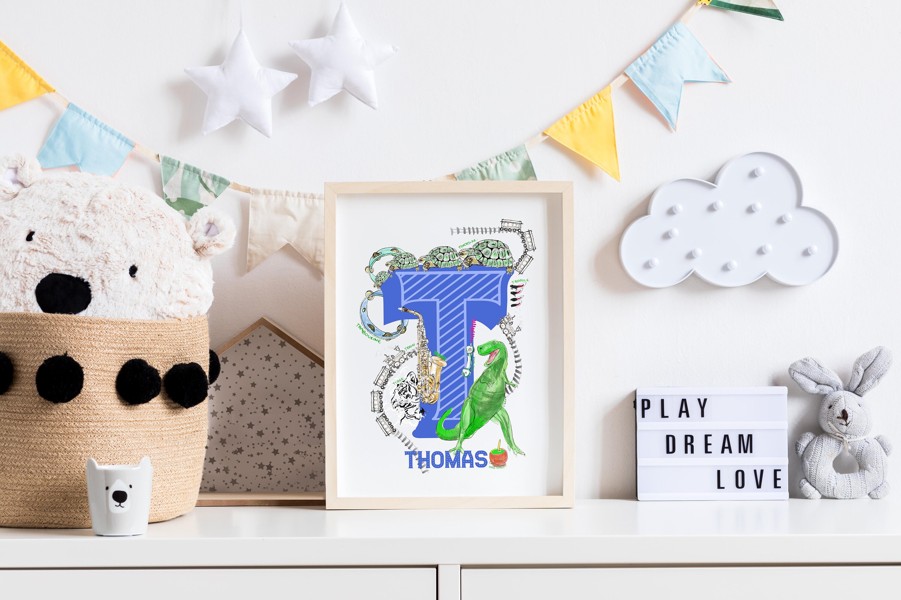 Letter T Alphabet Custom Initial Art print for Children's | Etsy