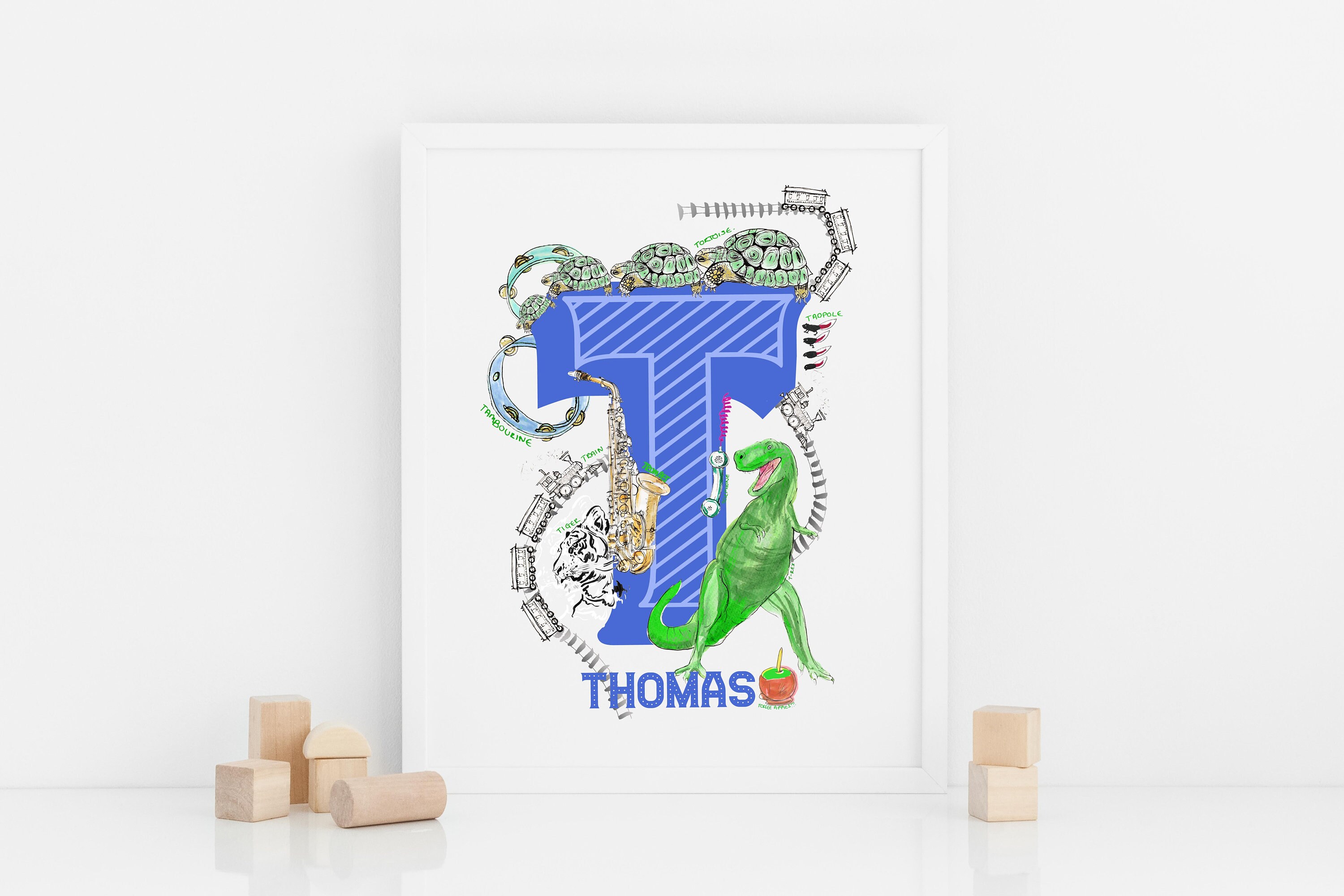 Letter T Alphabet Custom Initial Art print for Children's | Etsy